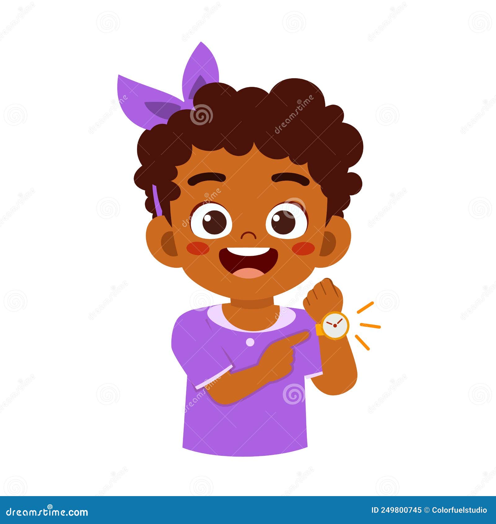 Little Kid Wear a Watch on Wrist Stock Illustration - Illustration of ...