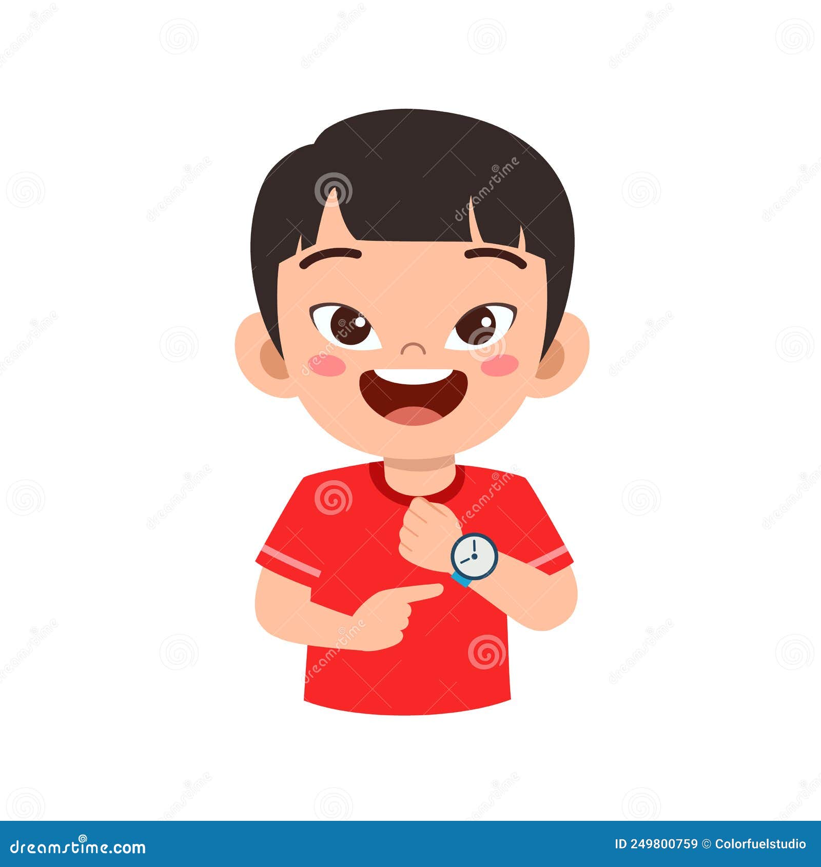 Little Kid Wear a Watch on Wrist Stock Illustration - Illustration of ...