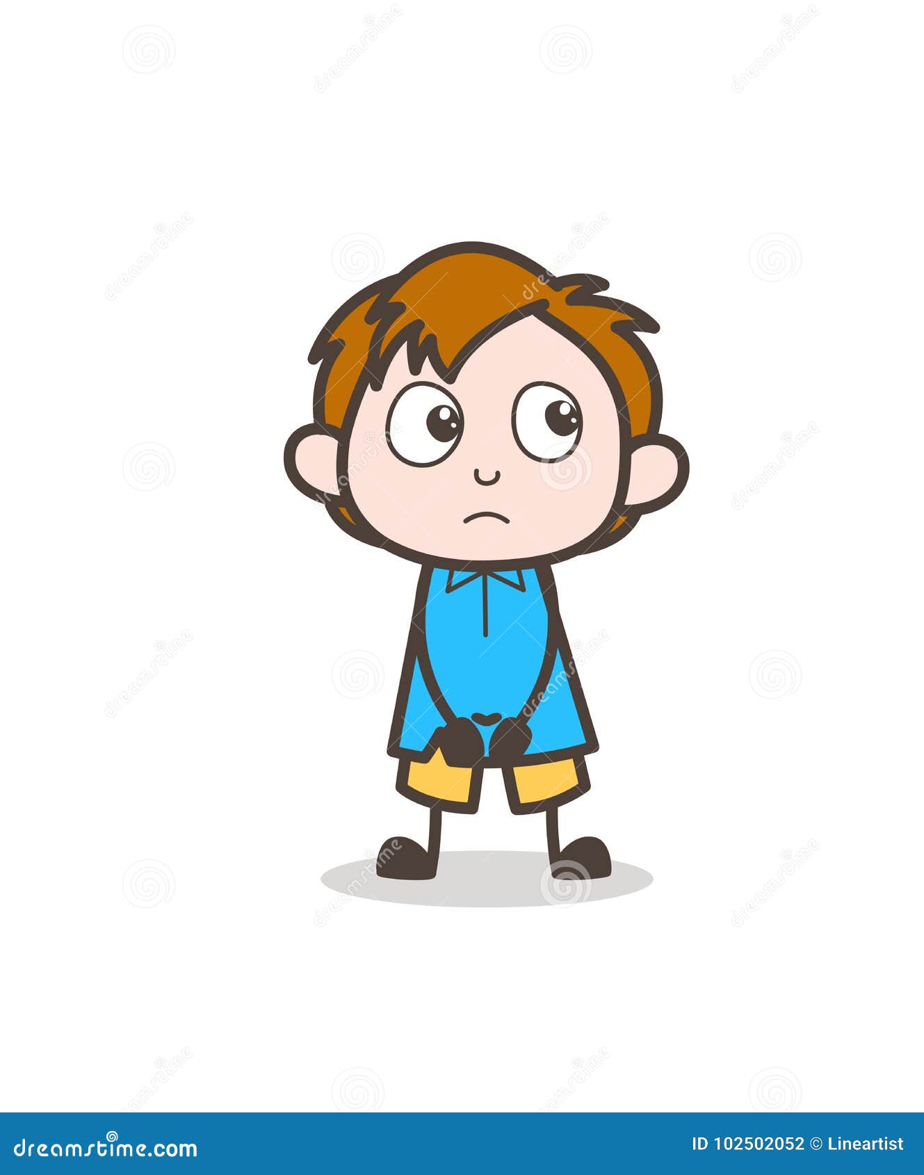Little Kid Worry Face Expression - Cute Cartoon Kid Vector Stock ...