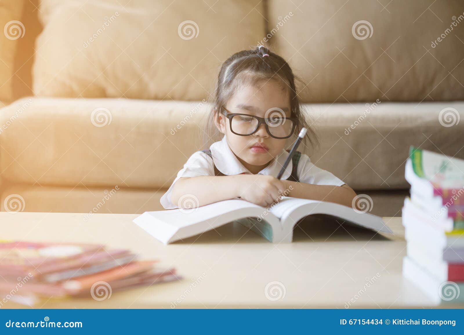 Little Kids Doing His Homework Stock Photo - Image of family, caucasian ...