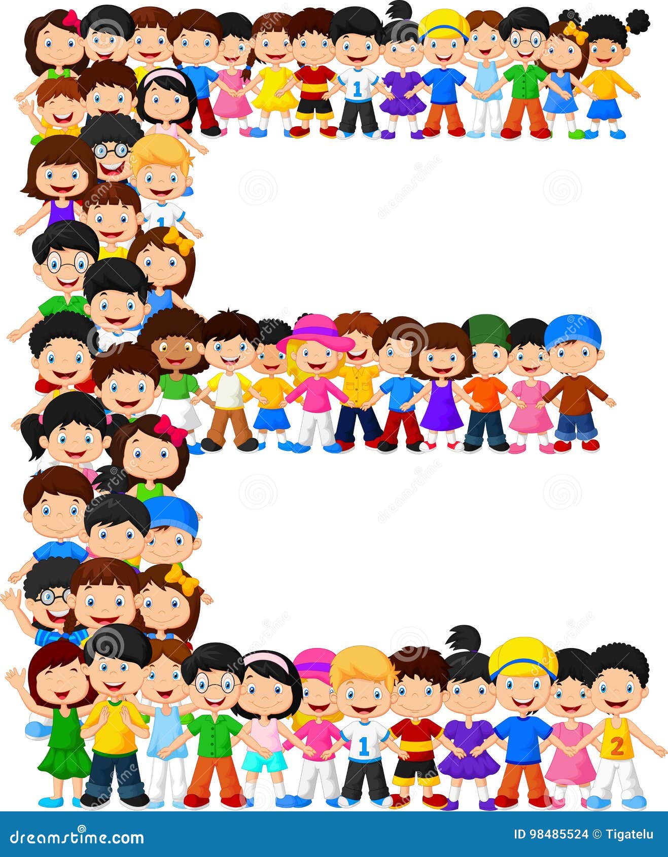 Little Kids Form Alphabet E Stock Vector - Illustration of crowd, happy ...