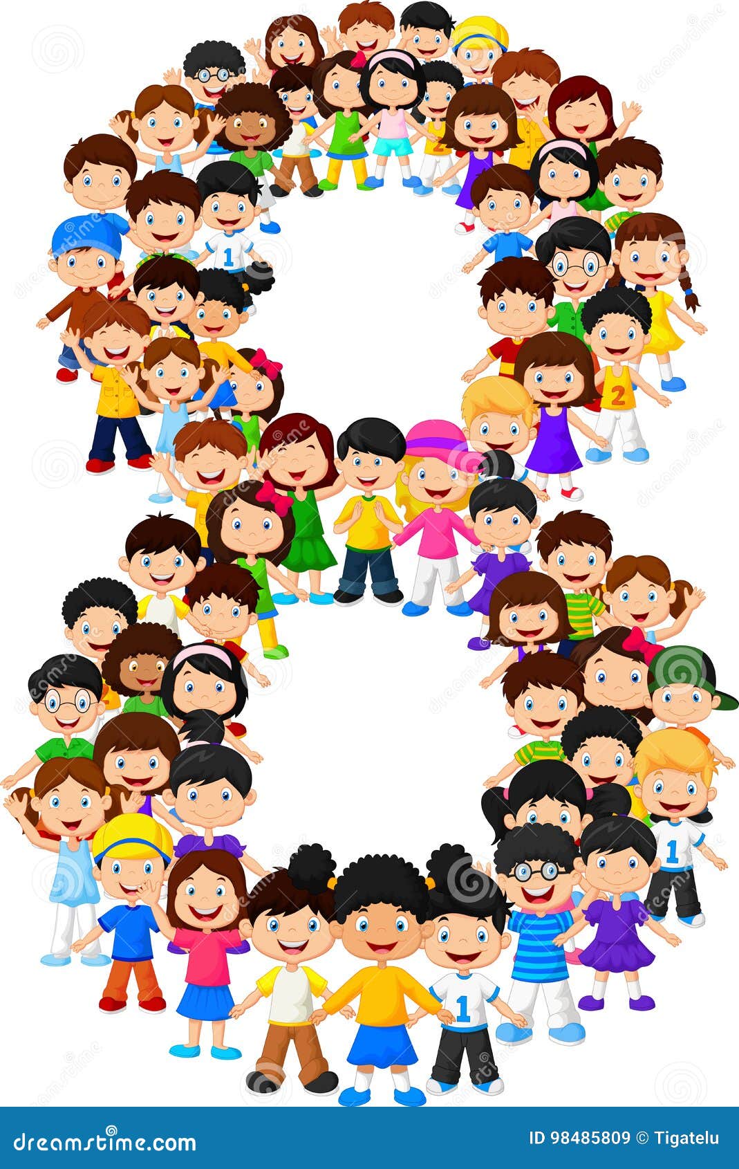 Little Kids Form Number Eight Stock Vector - Illustration of graphic ...