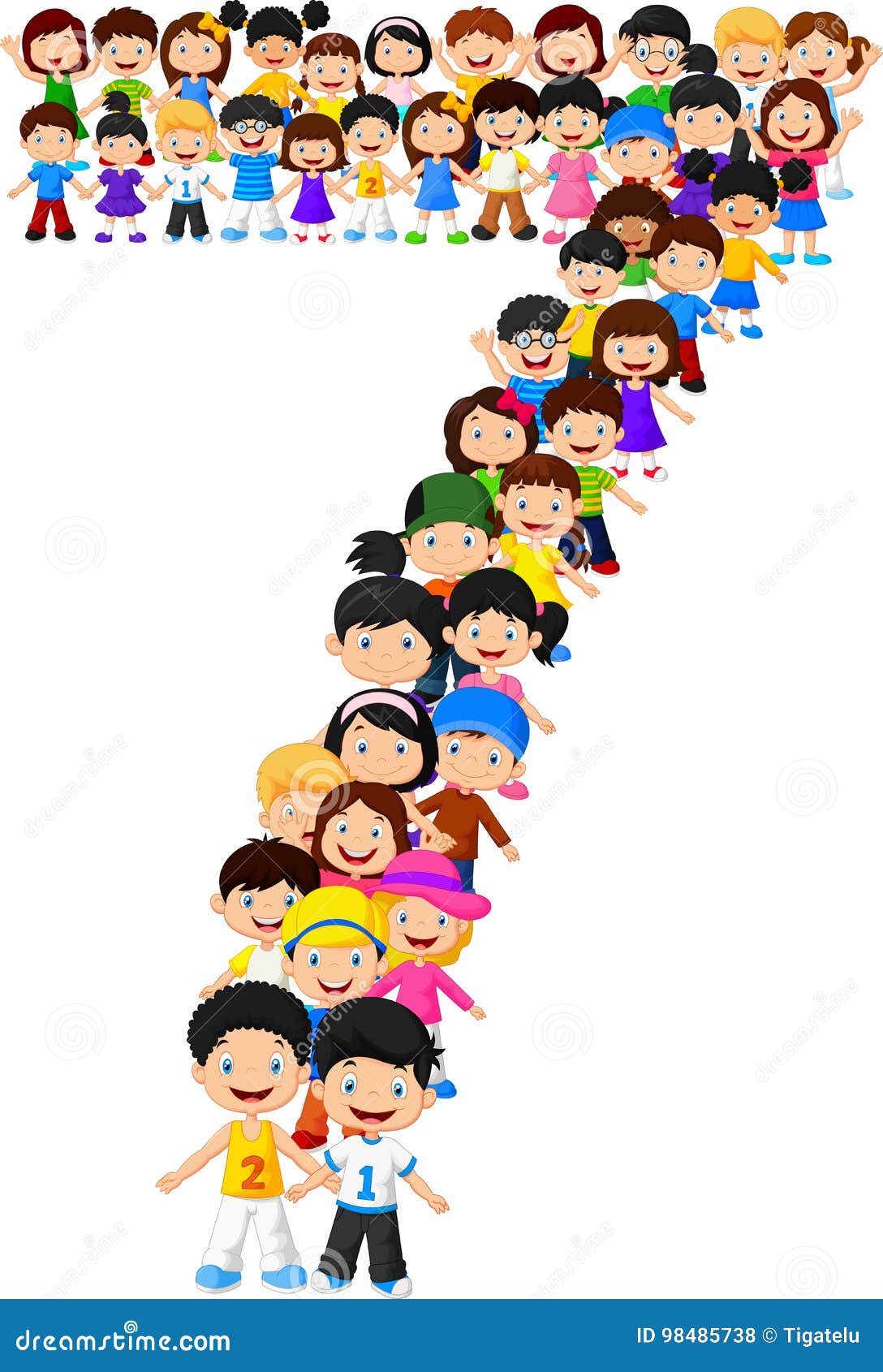 Little Kids Form Number Seven Stock Vector - Illustration of digit ...