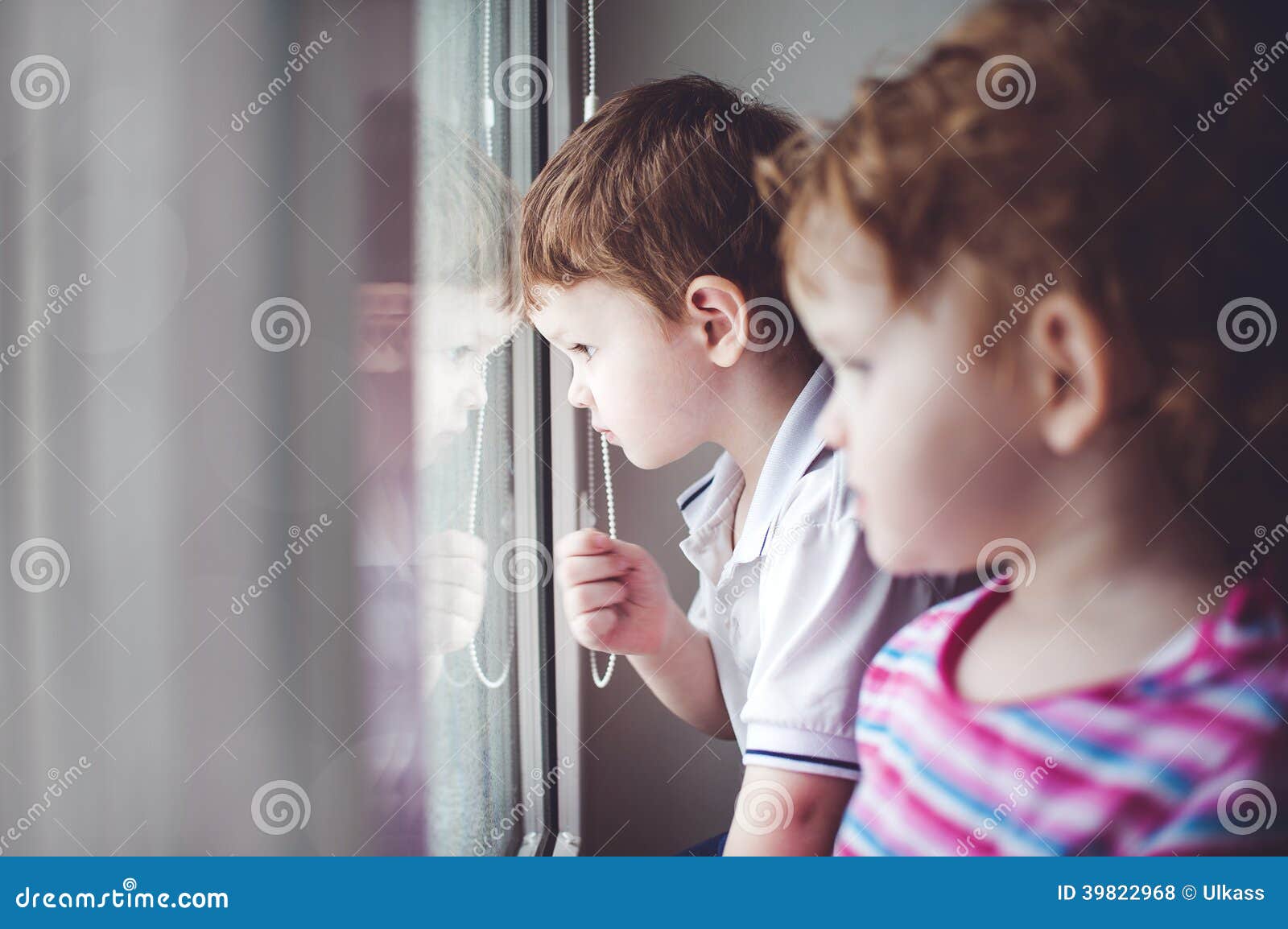 Little Kids Looking in the Window. Stock Photo - Image of danger ...