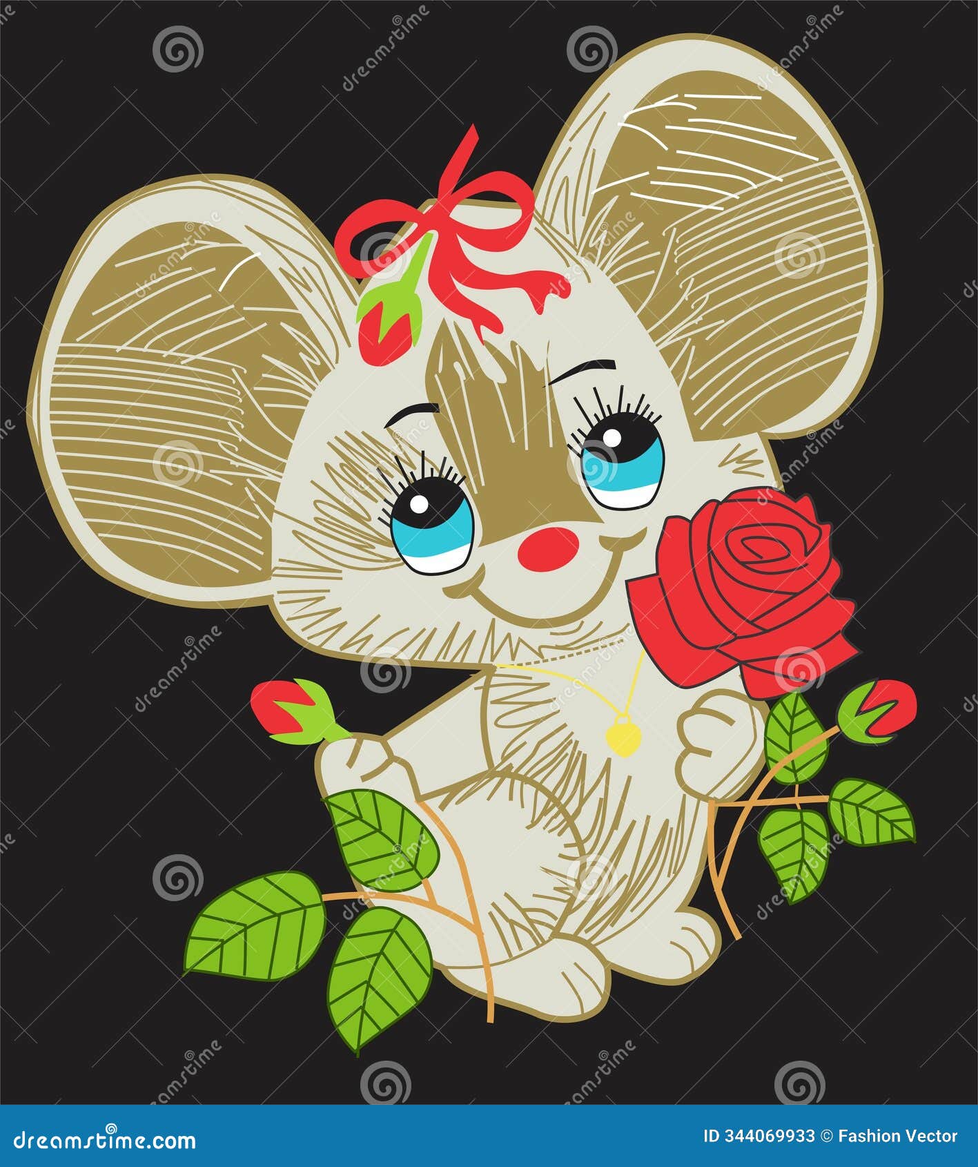 Little Kids Mouse Print Art Design Stock Vector - Illustration of ...
