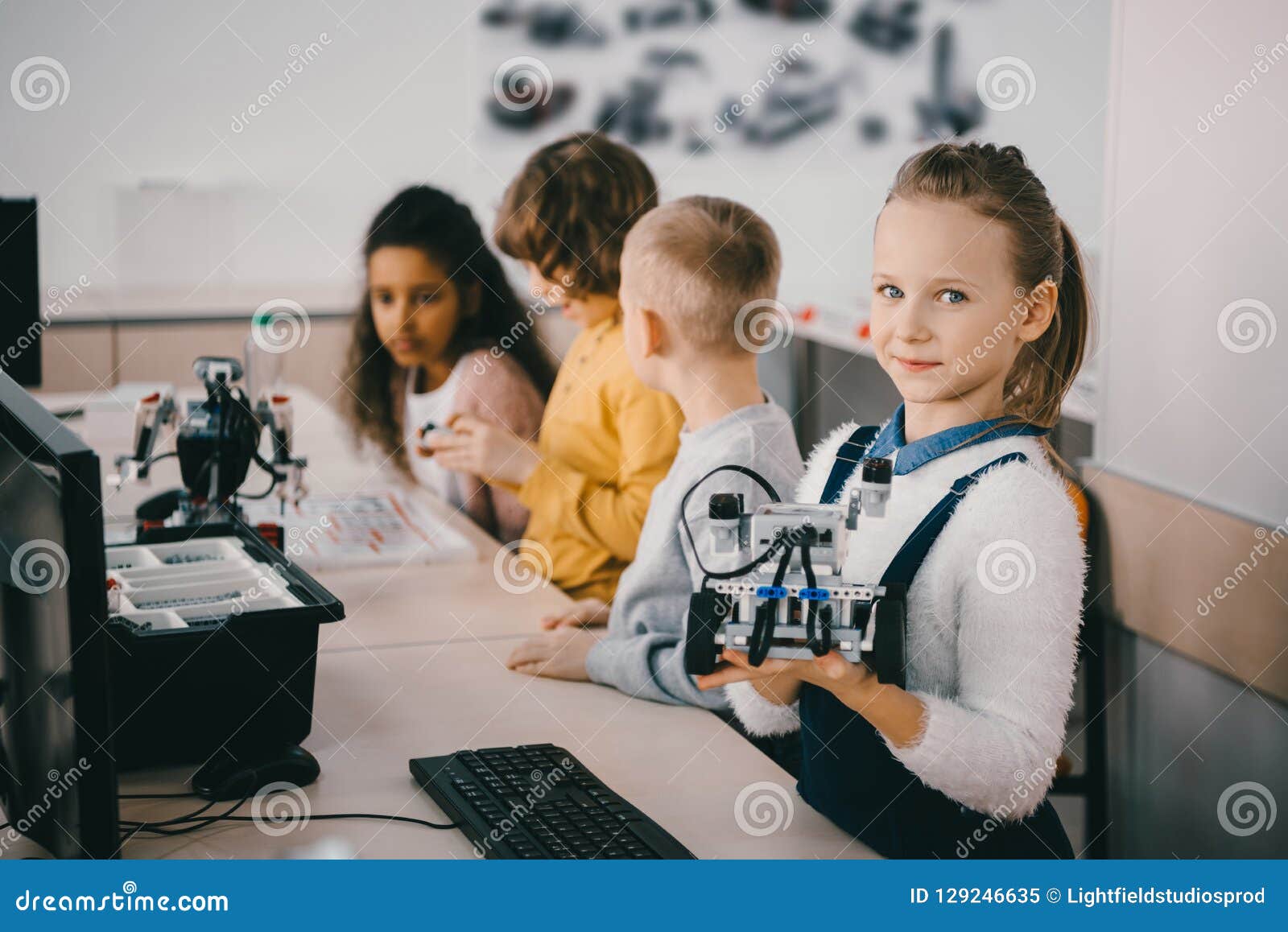 Little Kids with Robots at Stem Stock Image - Image of learning ...