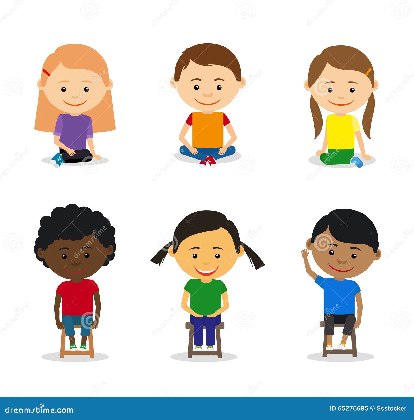 Little kids sitting stock vector. Illustration of preschooler - 65276685