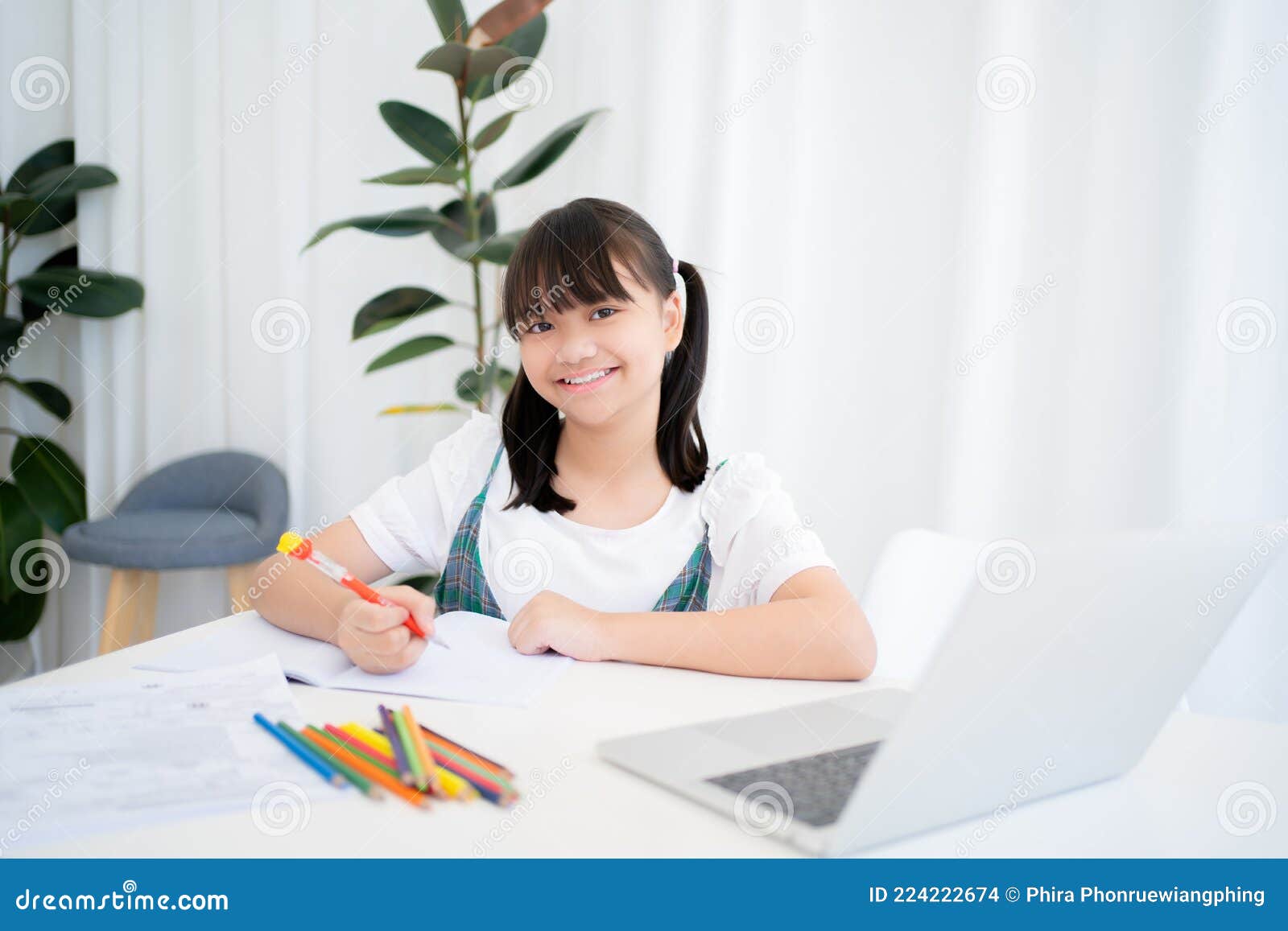 Little Kids Study Online with Zoom Program at Home Stock Photo - Image ...