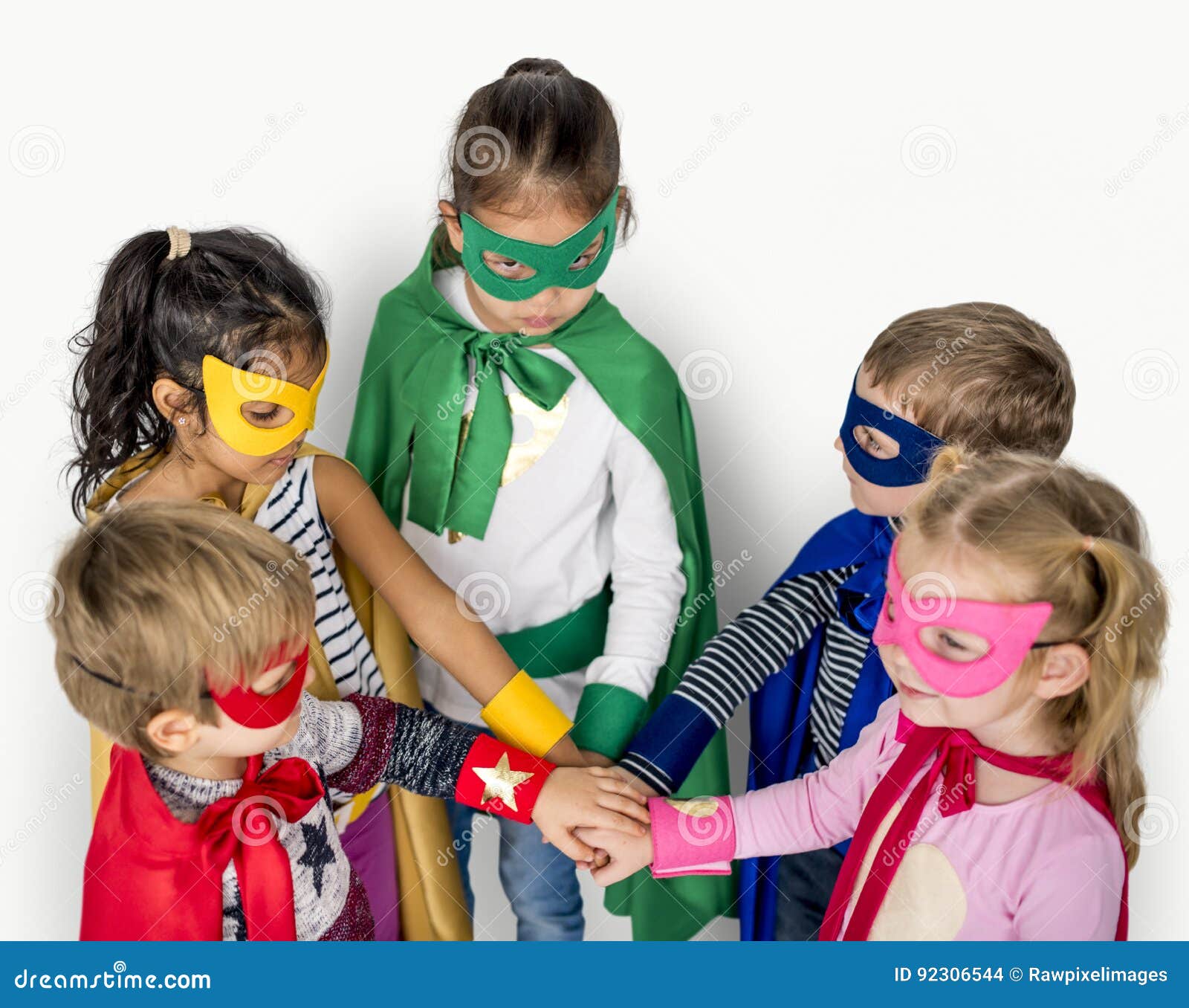 Little Kids Superhero Hands Together Teamwork Stock Photo - Image of ...