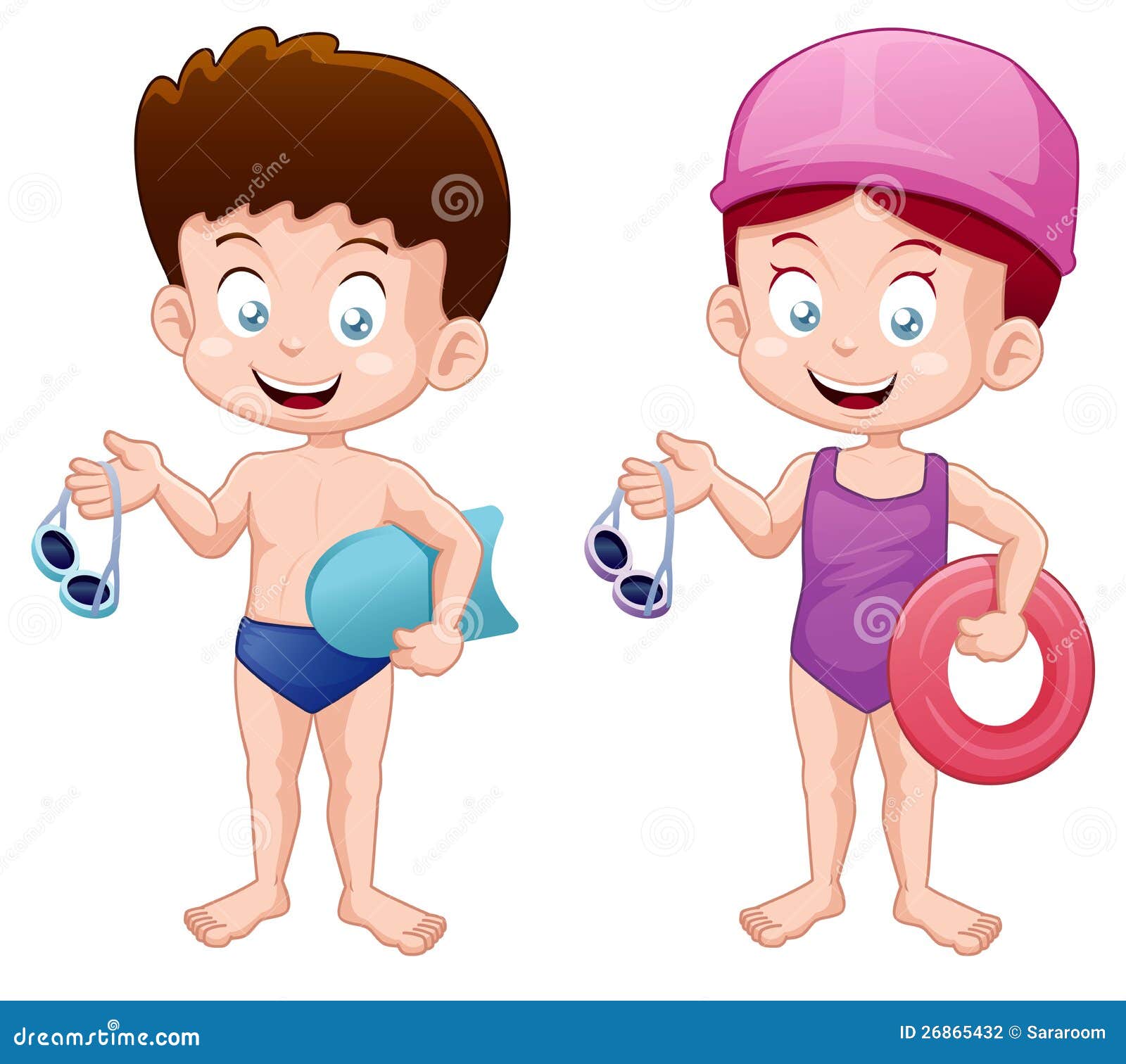 Little Kids in Swimming Suit Stock Vector - Illustration of funny ...