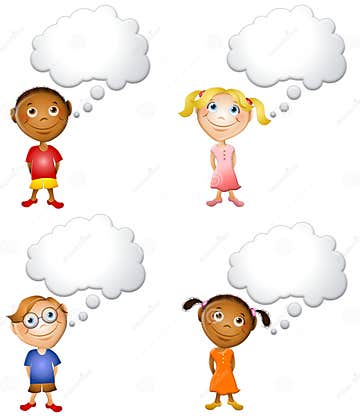 Little Kids Thinking about stock illustration. Illustration of ...