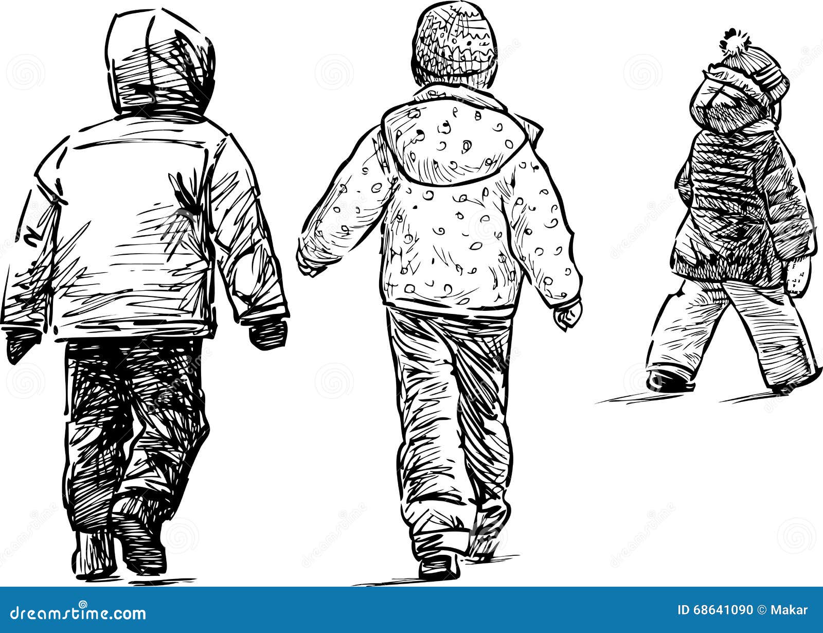 Little kids on a walk stock vector. Illustration of childhood - 68641090