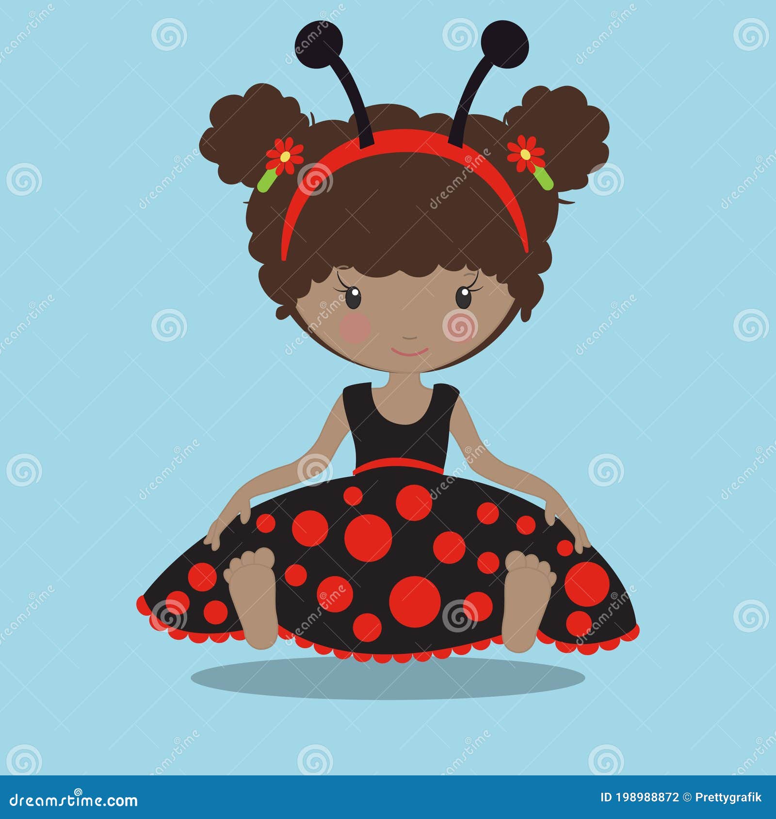 Little lady bug girl 05 stock vector. Illustration of cartoon - 198988872
