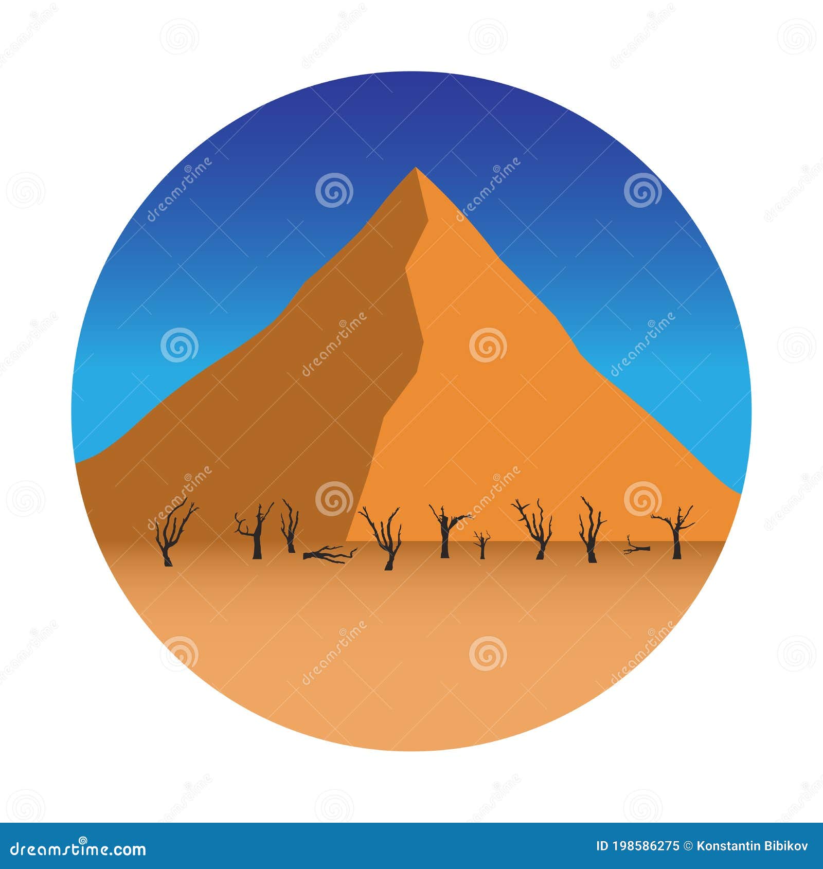 Namib stock vector. Illustration of icon, desert, hill - 198586275
