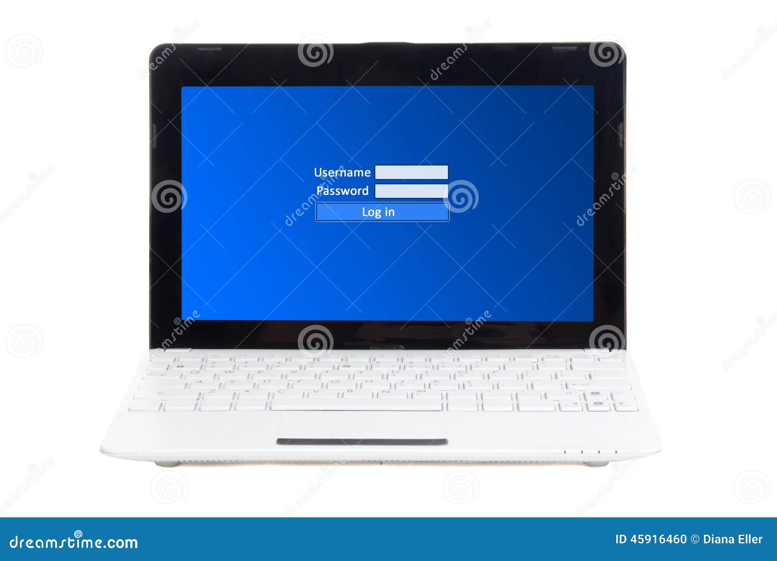 Little Laptop with Login and Password Panel on Screen Isolated O Stock ...