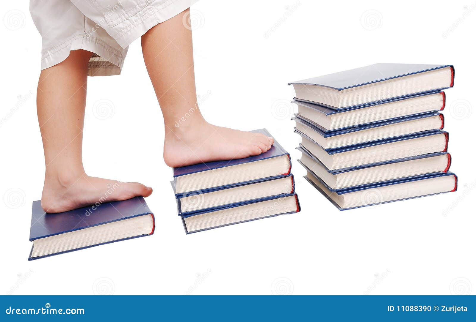 Little Legs Stepping on Books Stairs Stock Photo - Image of isolated ...