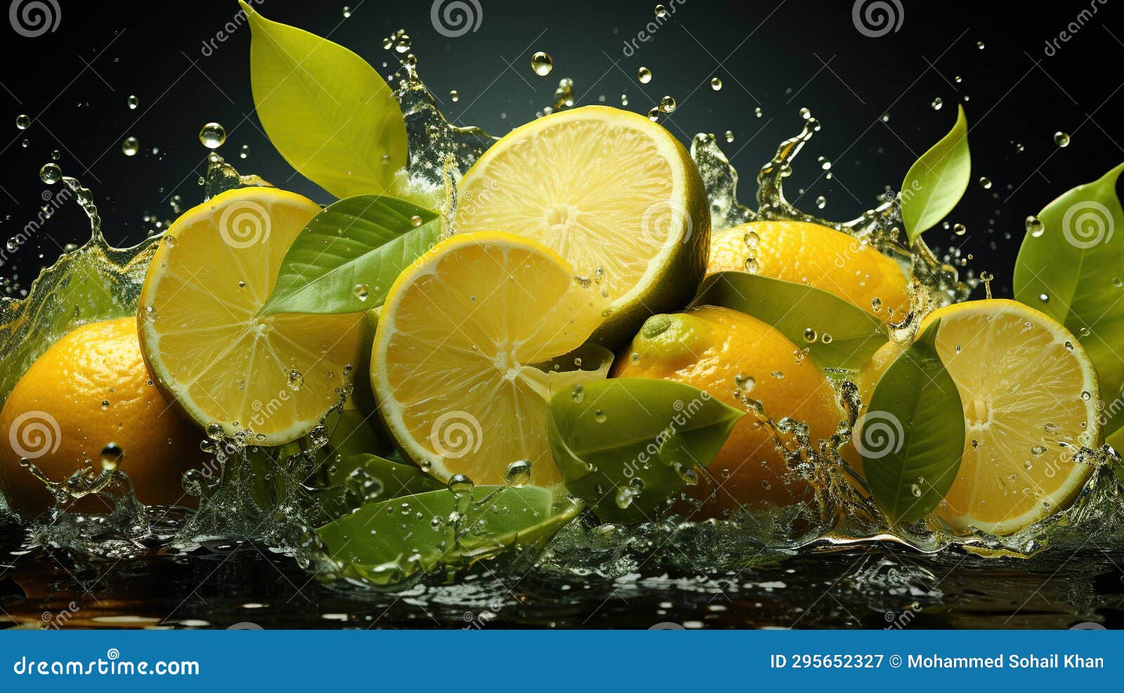 Little Lime with Splash of Juice and Leaves Background Defocused Stock ...