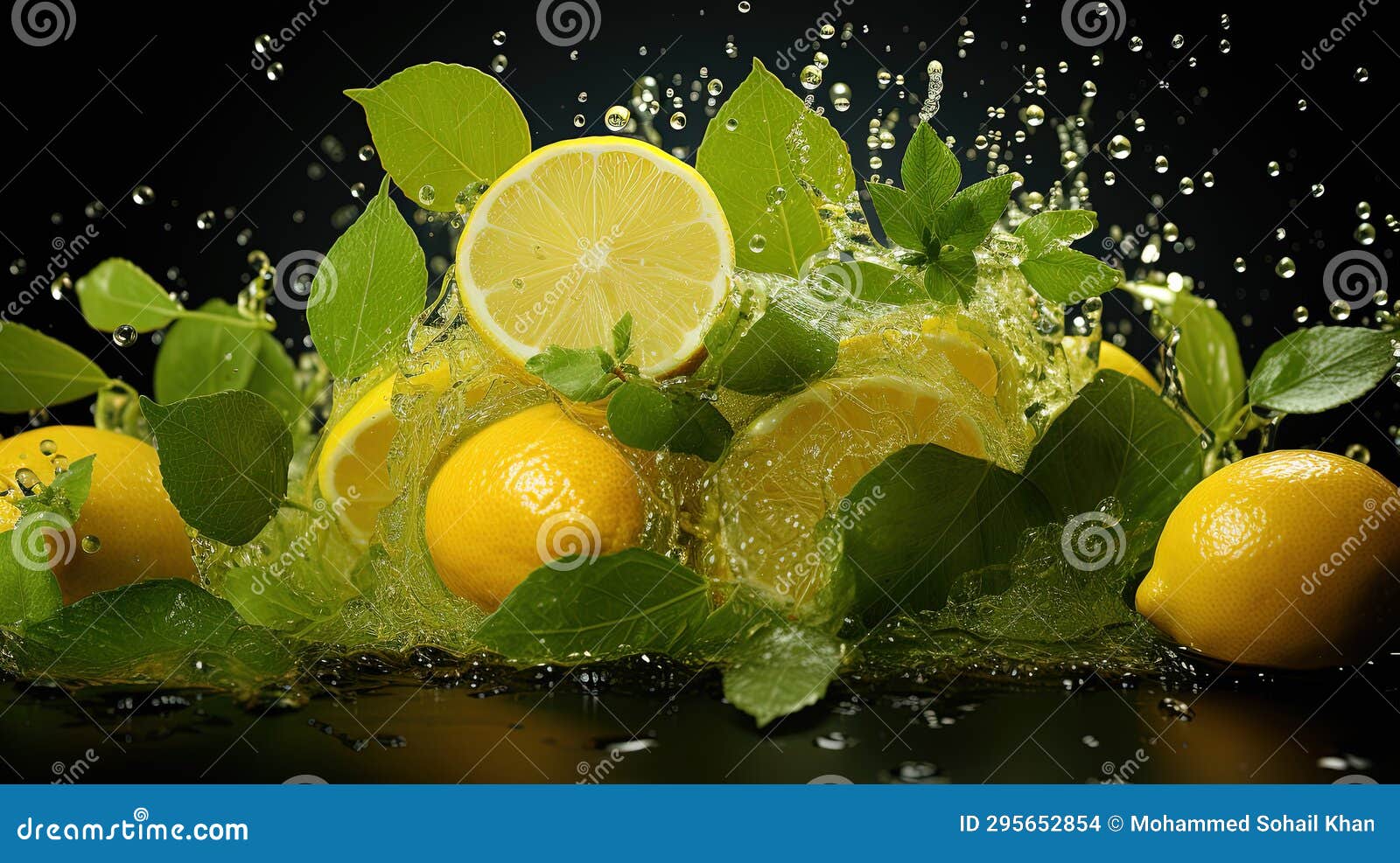 Little Lime with Splash of Juice and Leaves Background Defocused Stock ...