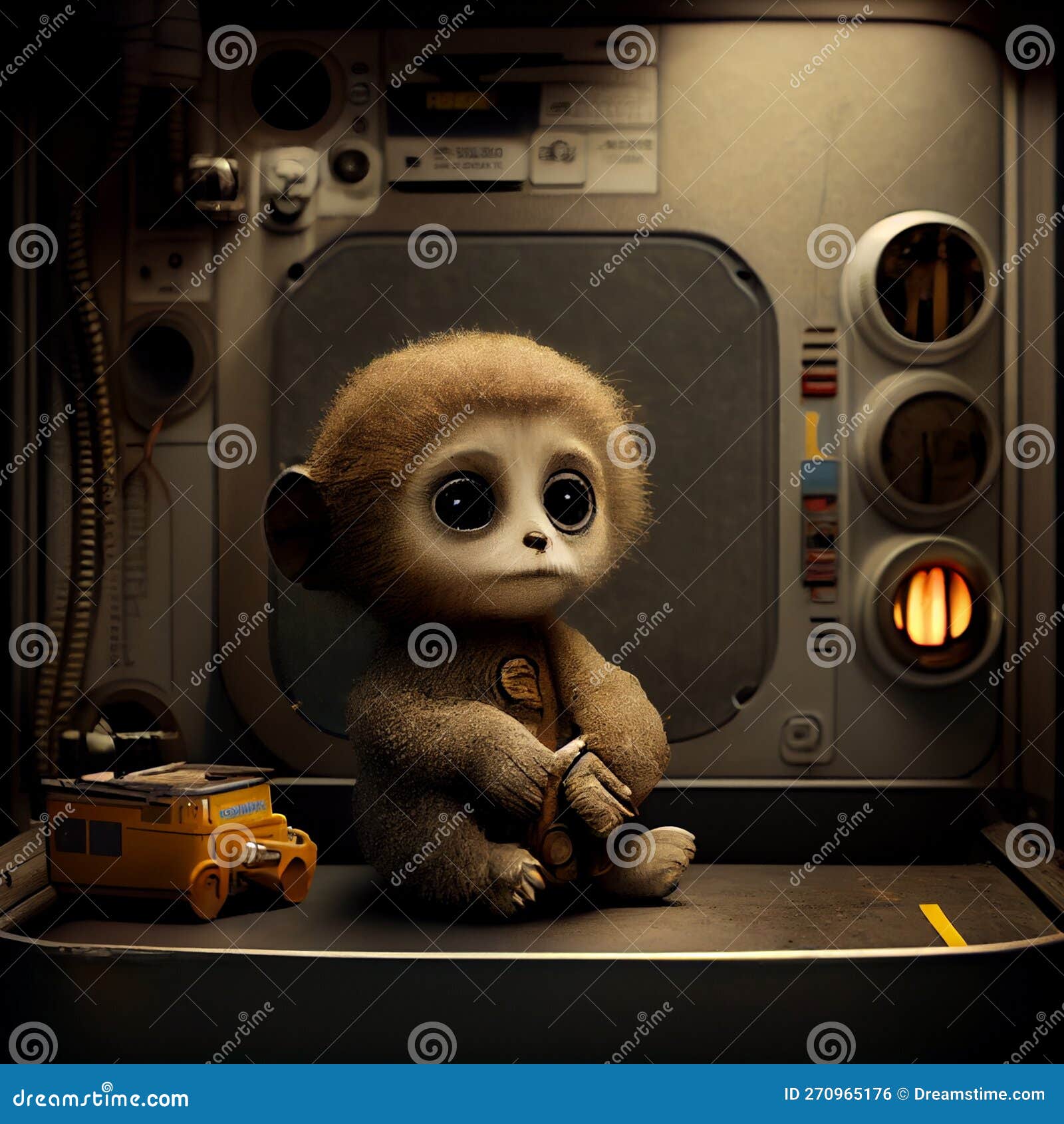 Little Little Monkey Sitting on the Dashboard Stock Illustration ...