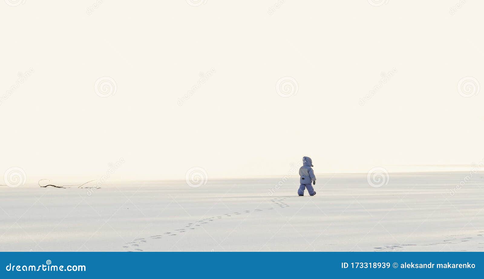 Little Lonely Boy in Winter on Ice in the Snow Stock Image - Image of ...