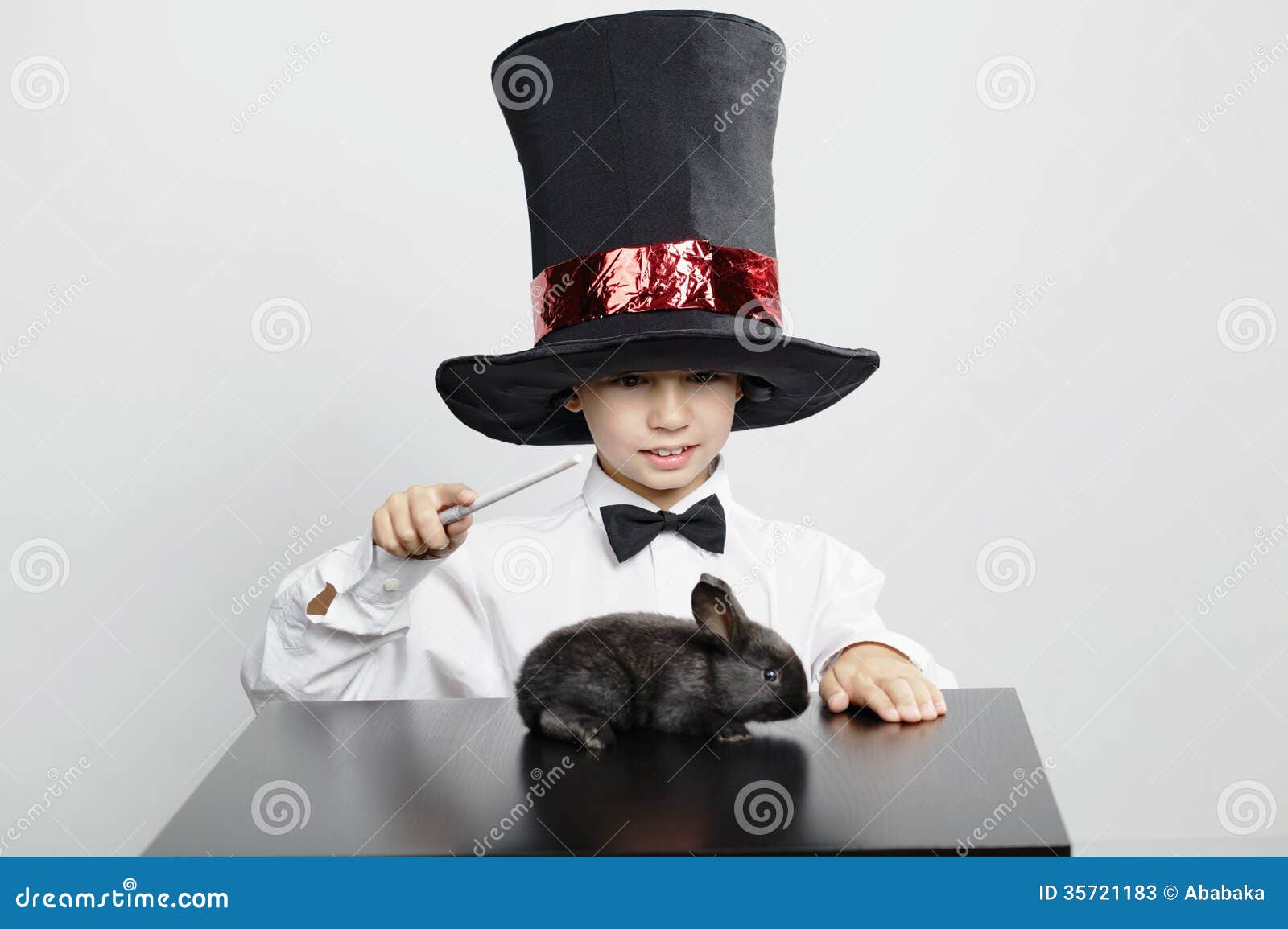 Little Magician with Rabbit Stock Image - Image of play, concept: 35721183