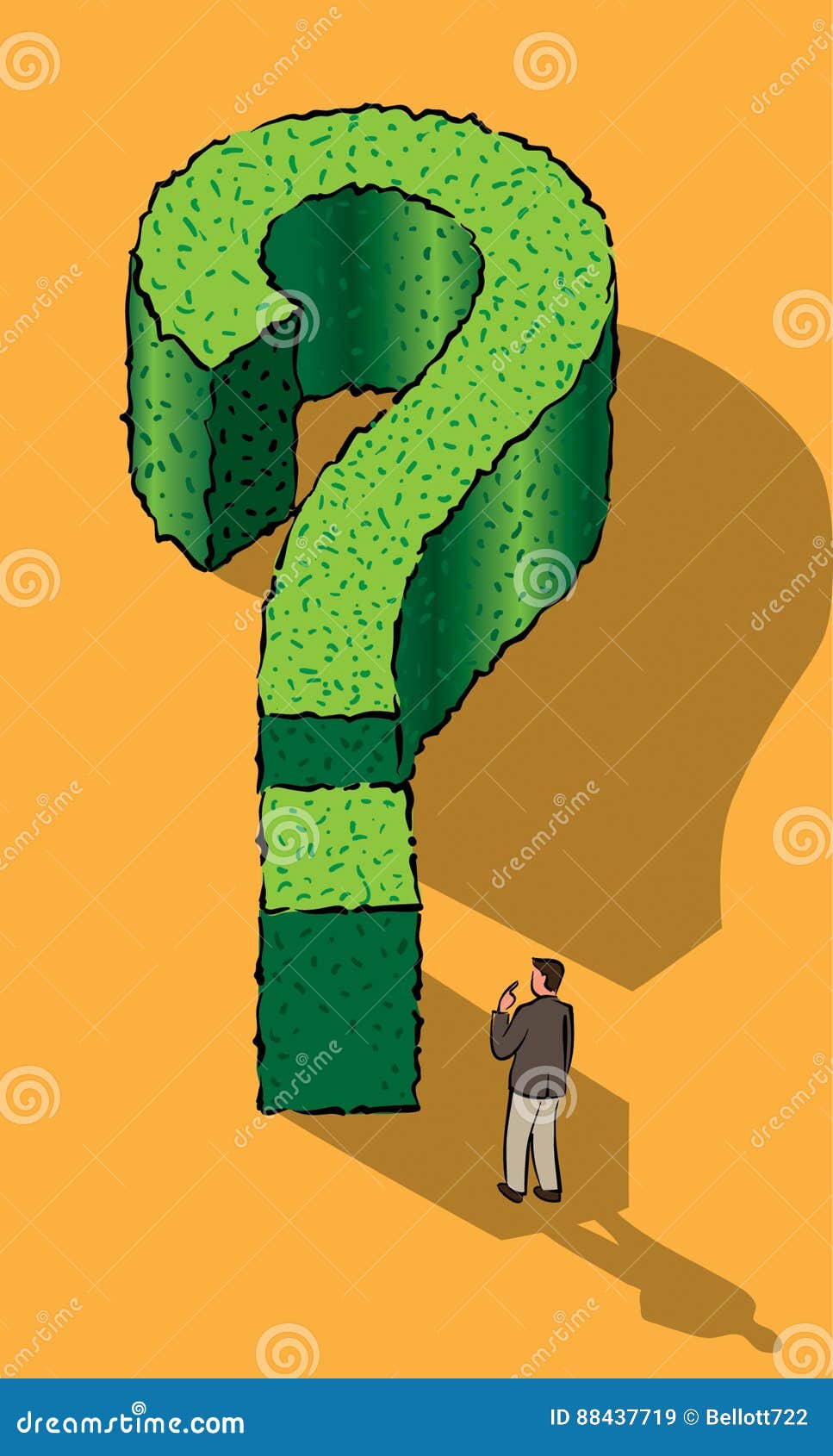 Little Man in Front of a Big Question Mark Stock Illustration ...