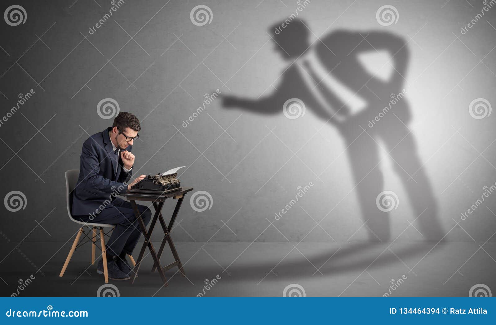 Man Working Hard and Shadow Arguing with Him Stock Photo - Image of ...