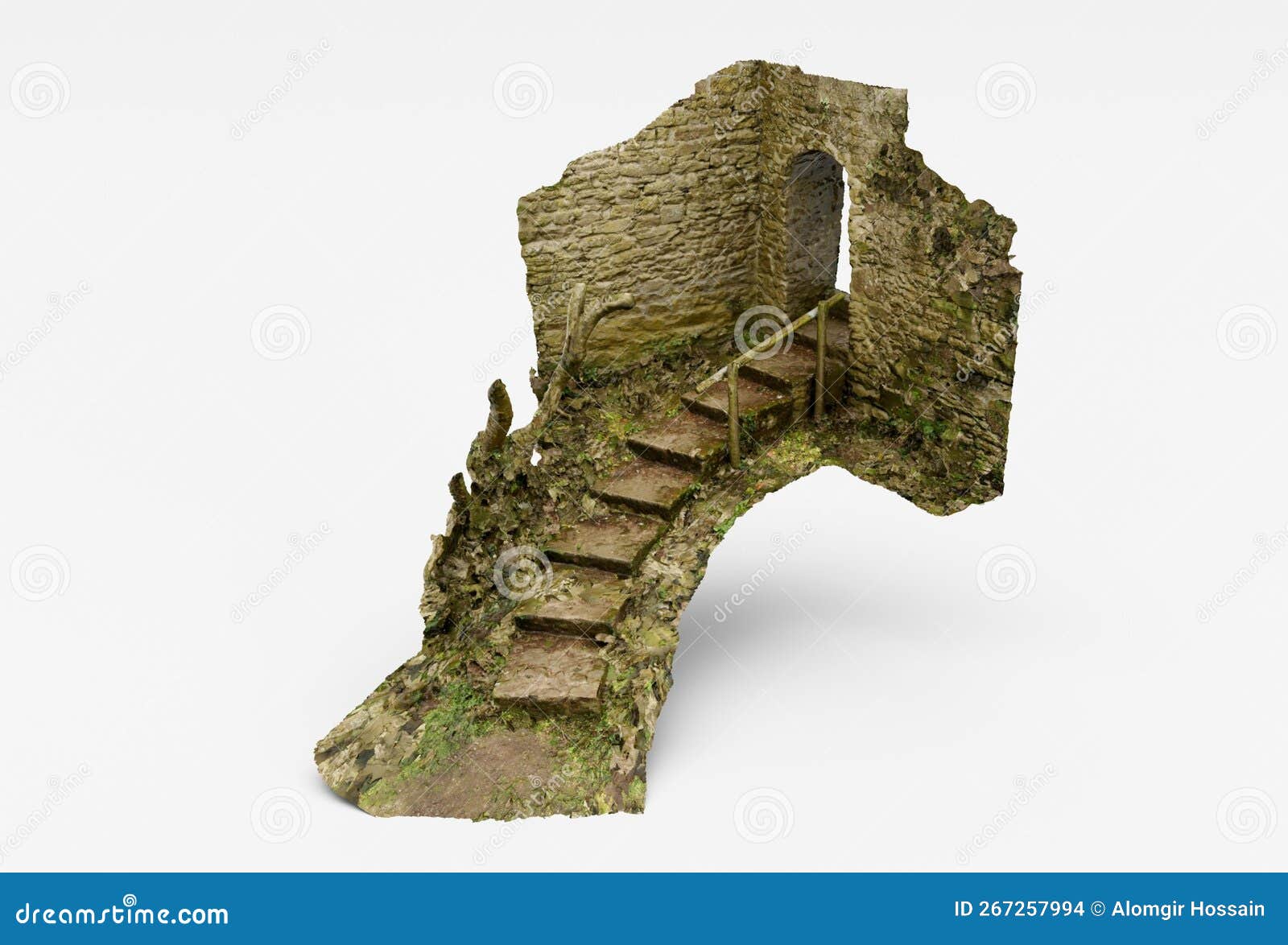 Little Medieval Steps Fougeres Stair 3d Illustration Minimal Rendering ...