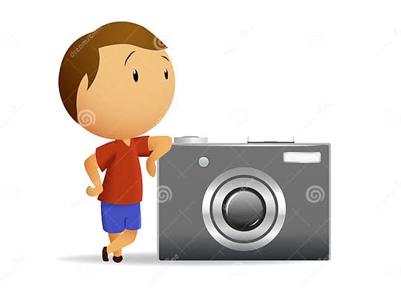 Little men with big camera stock vector. Illustration of little - 15428114