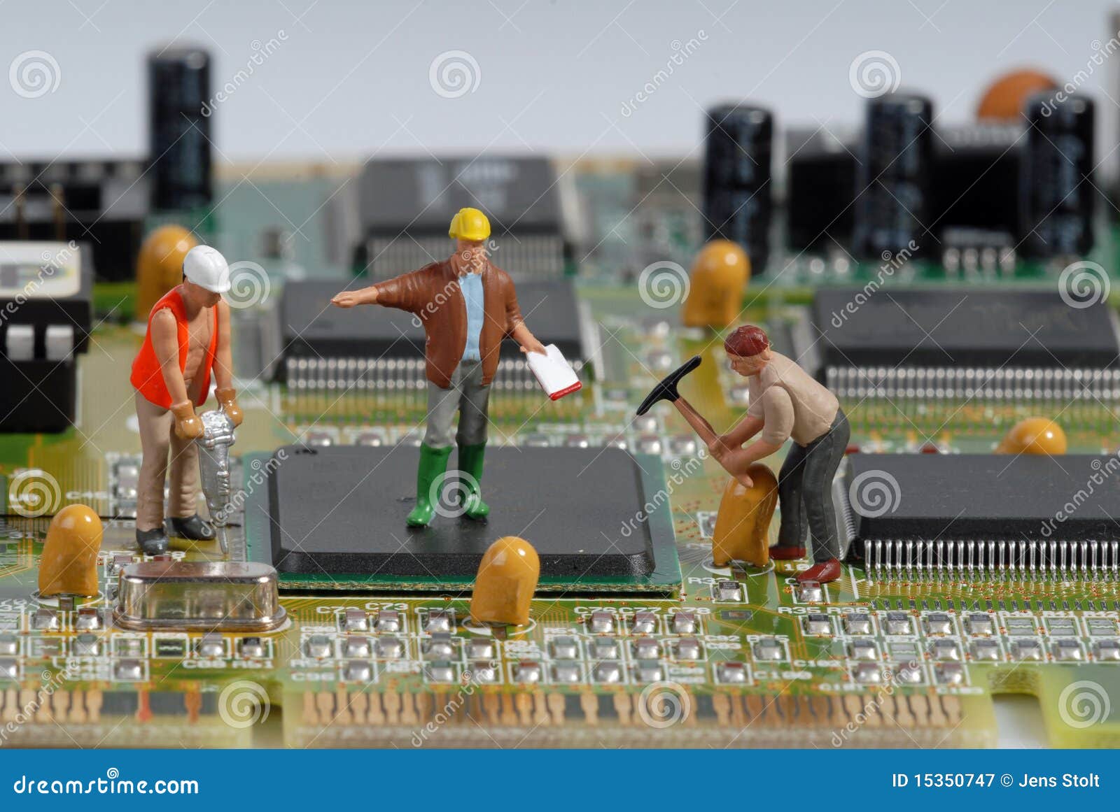 Little Men Repairing a Computer Stock Image - Image of service ...