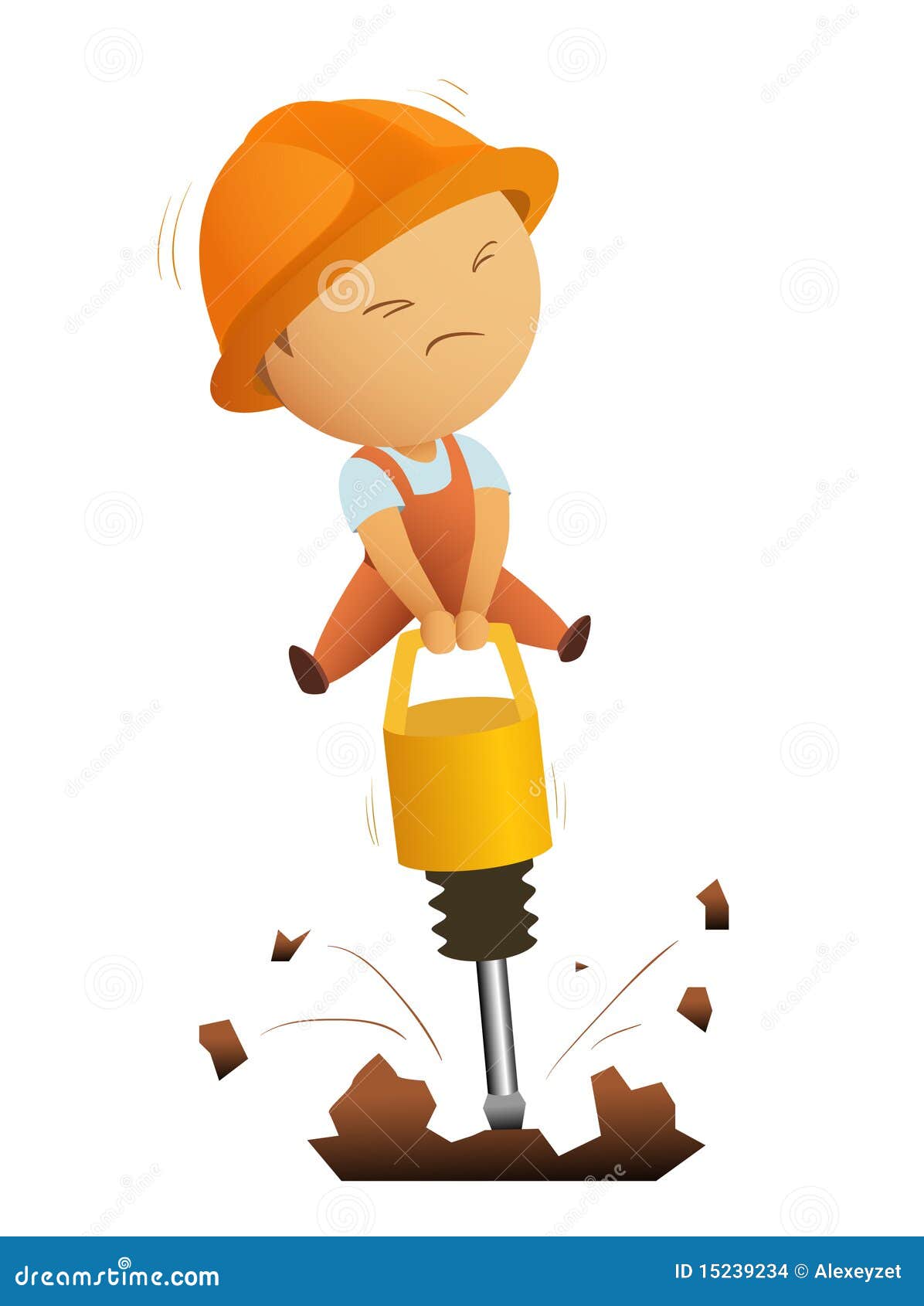 Little Men Working with Big Jackhammer Stock Vector - Illustration of ...