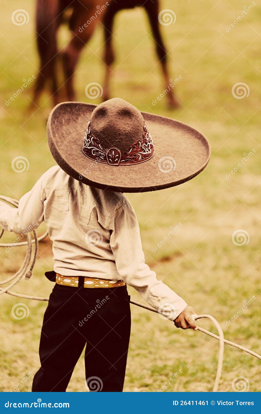 Little Mexican Cowboy stock image. Image of noose, person - 26411461