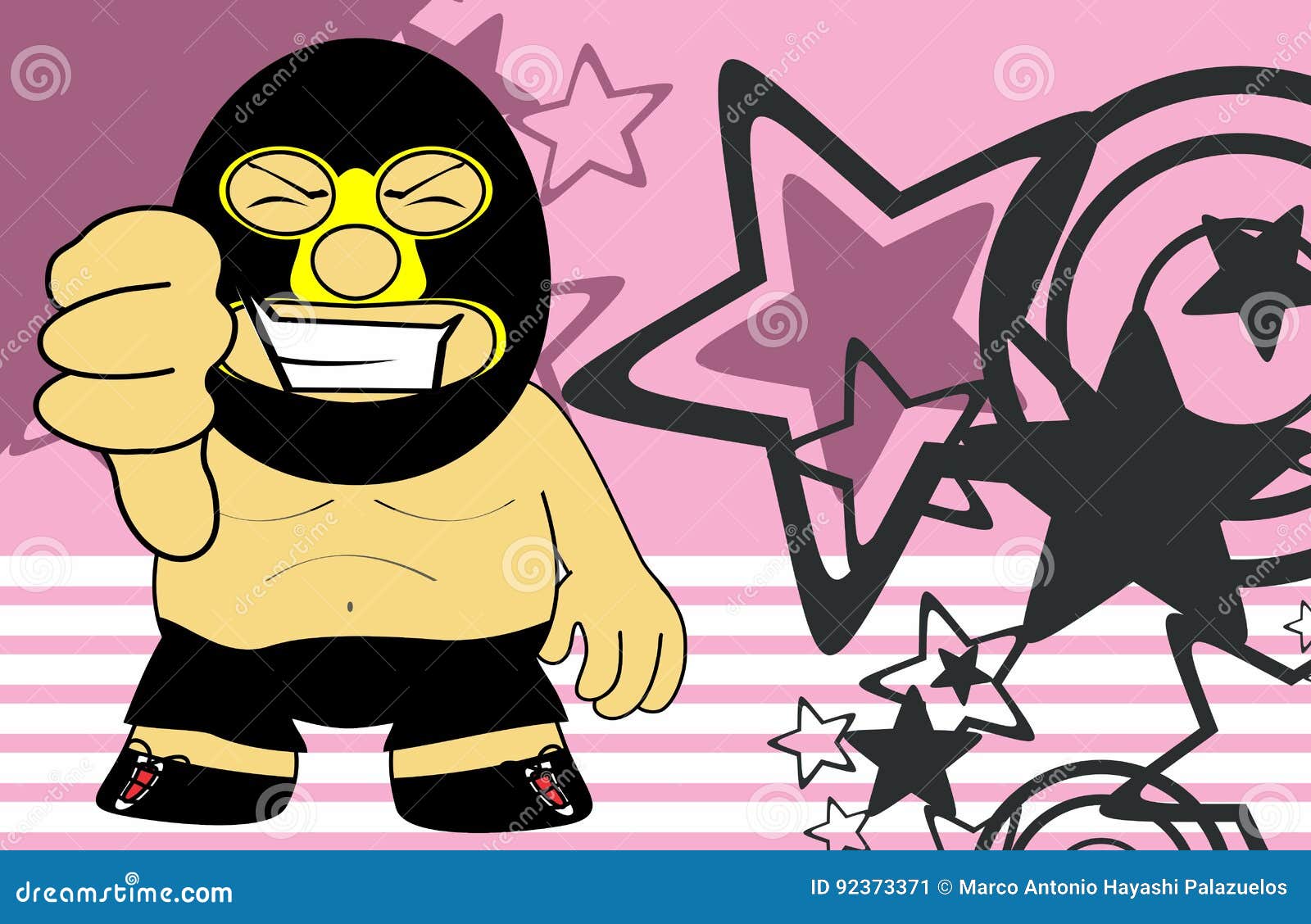 Serious Mexican Wrestler Cartoon Expression Background Vector ...