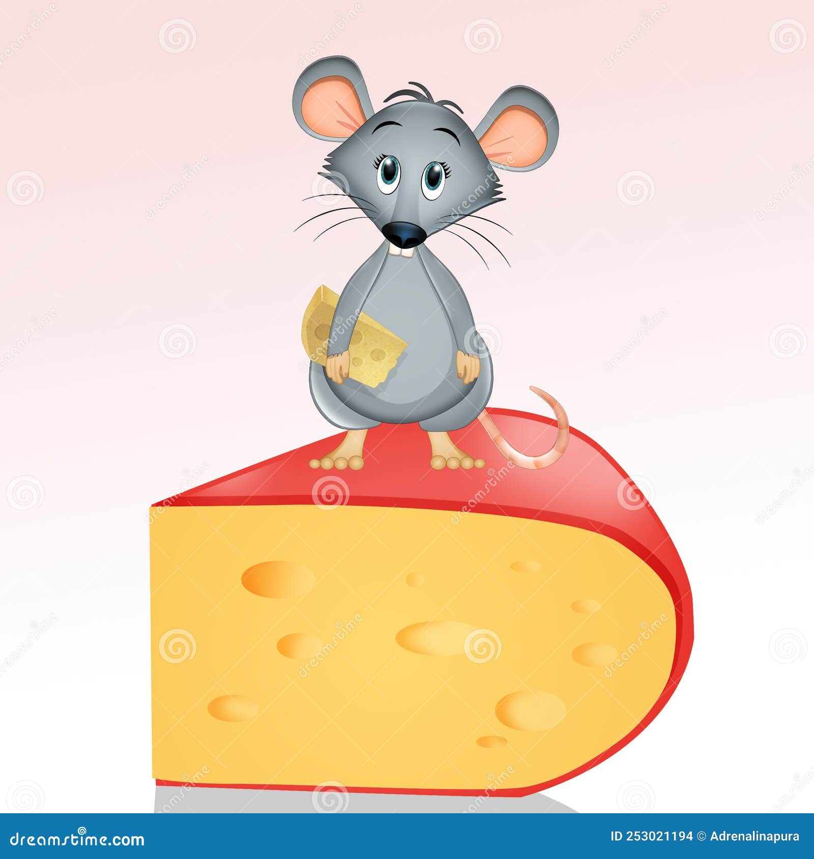Little mice on cheese stock illustration. Illustration of rodent ...