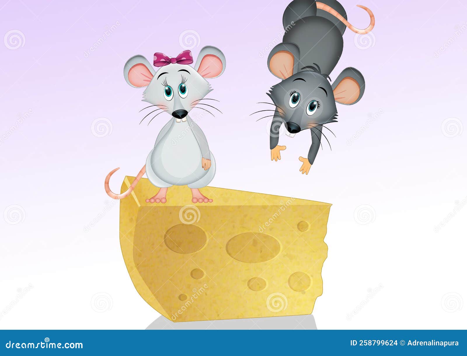 Little mice with cheese stock illustration. Illustration of mice ...