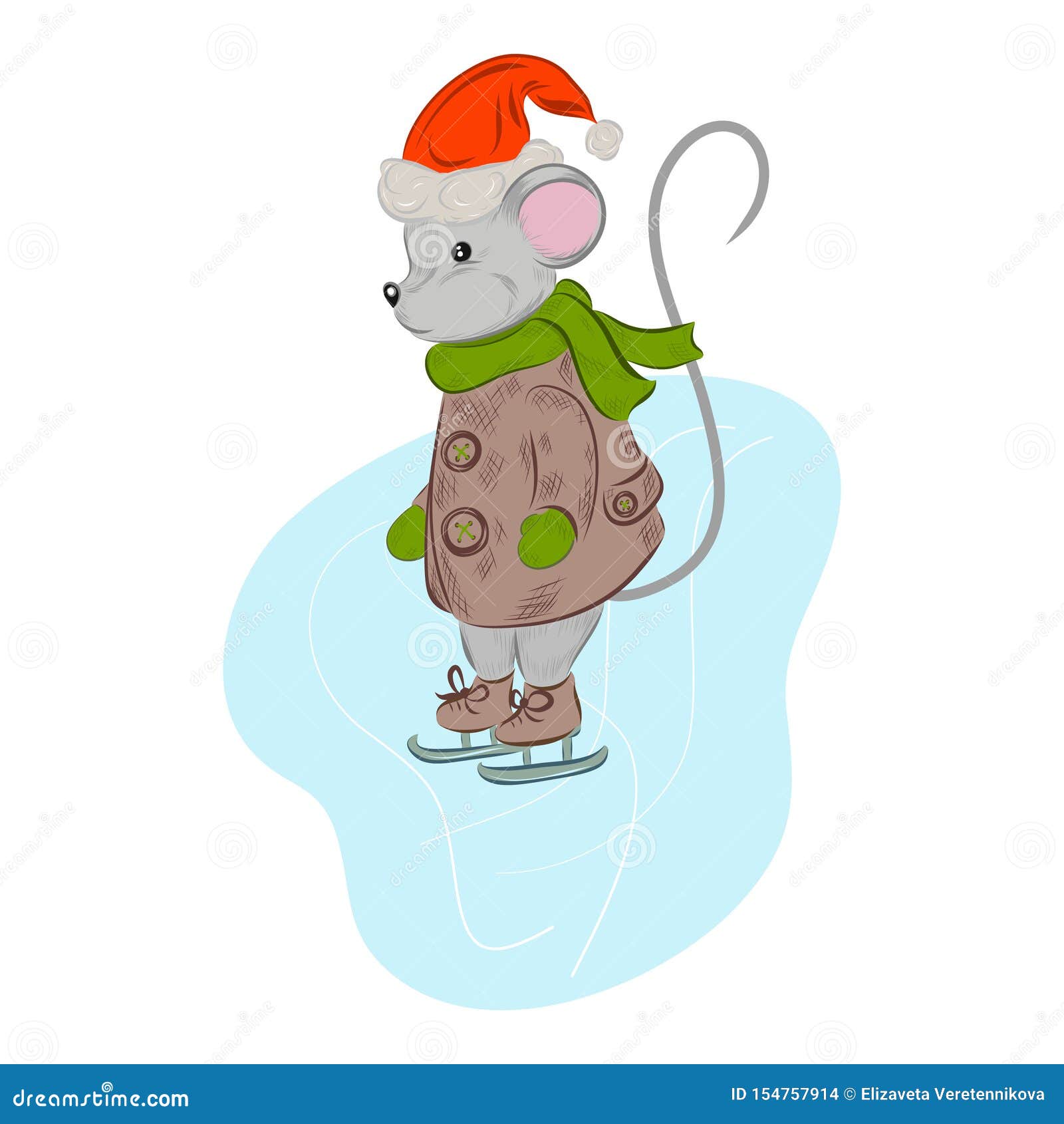 Little mice on ice stock vector. Illustration of happy - 154757914
