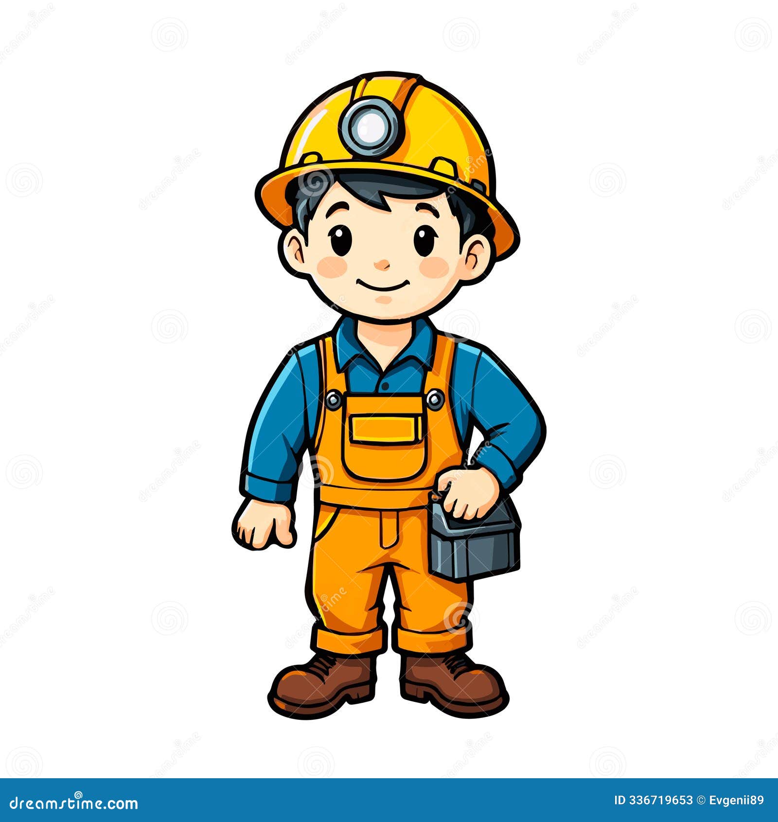 Little Mine Worker in Uniform, Cartoon Character Isolated on White ...