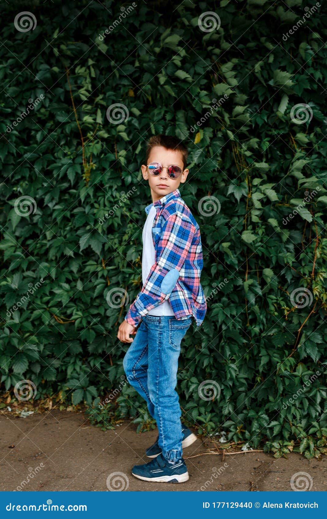 Little Model Boy Posing on the Street Park Stock Photo - Image of ...