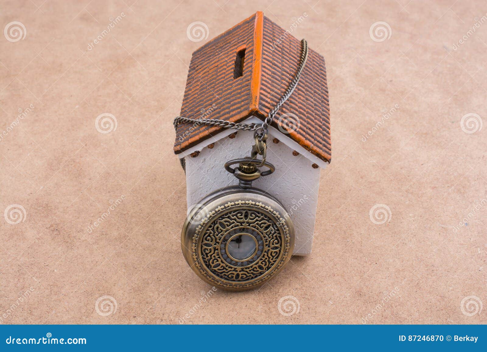 Little Model House and a Pocket Watch Stock Photo - Image of pocket ...