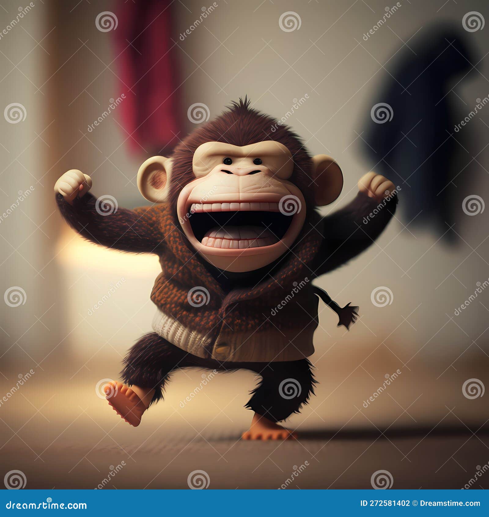 Little Monkey Cartoon. Generative AI Stock Illustration - Illustration ...