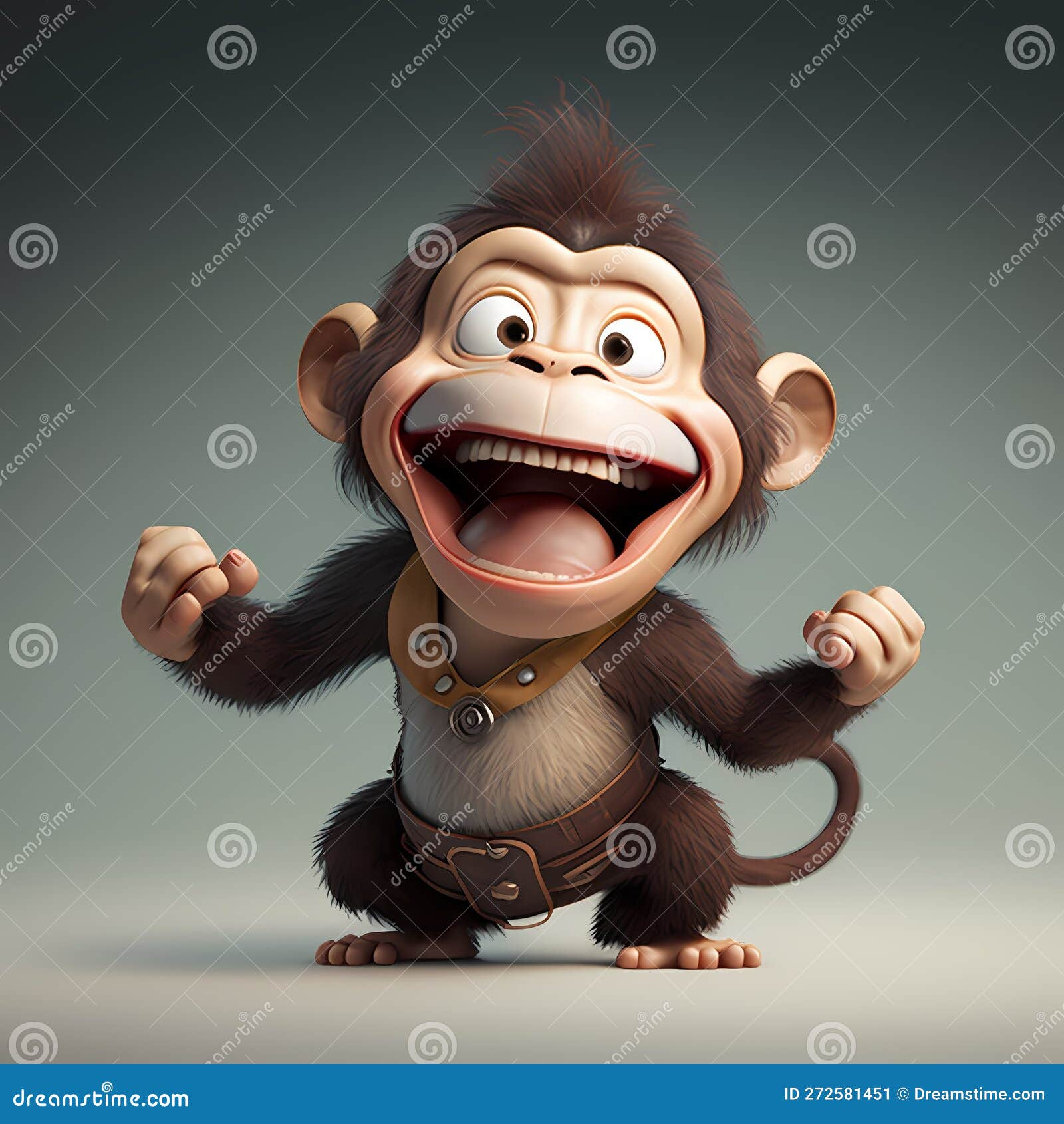 Little Monkey Cartoon. Generative AI Stock Illustration - Illustration ...