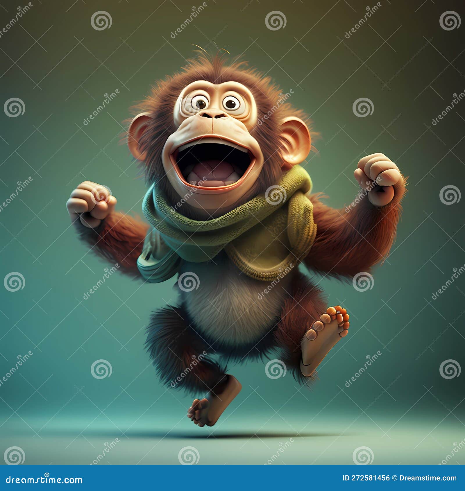 Little Monkey Cartoon. Generative AI Stock Illustration - Illustration ...