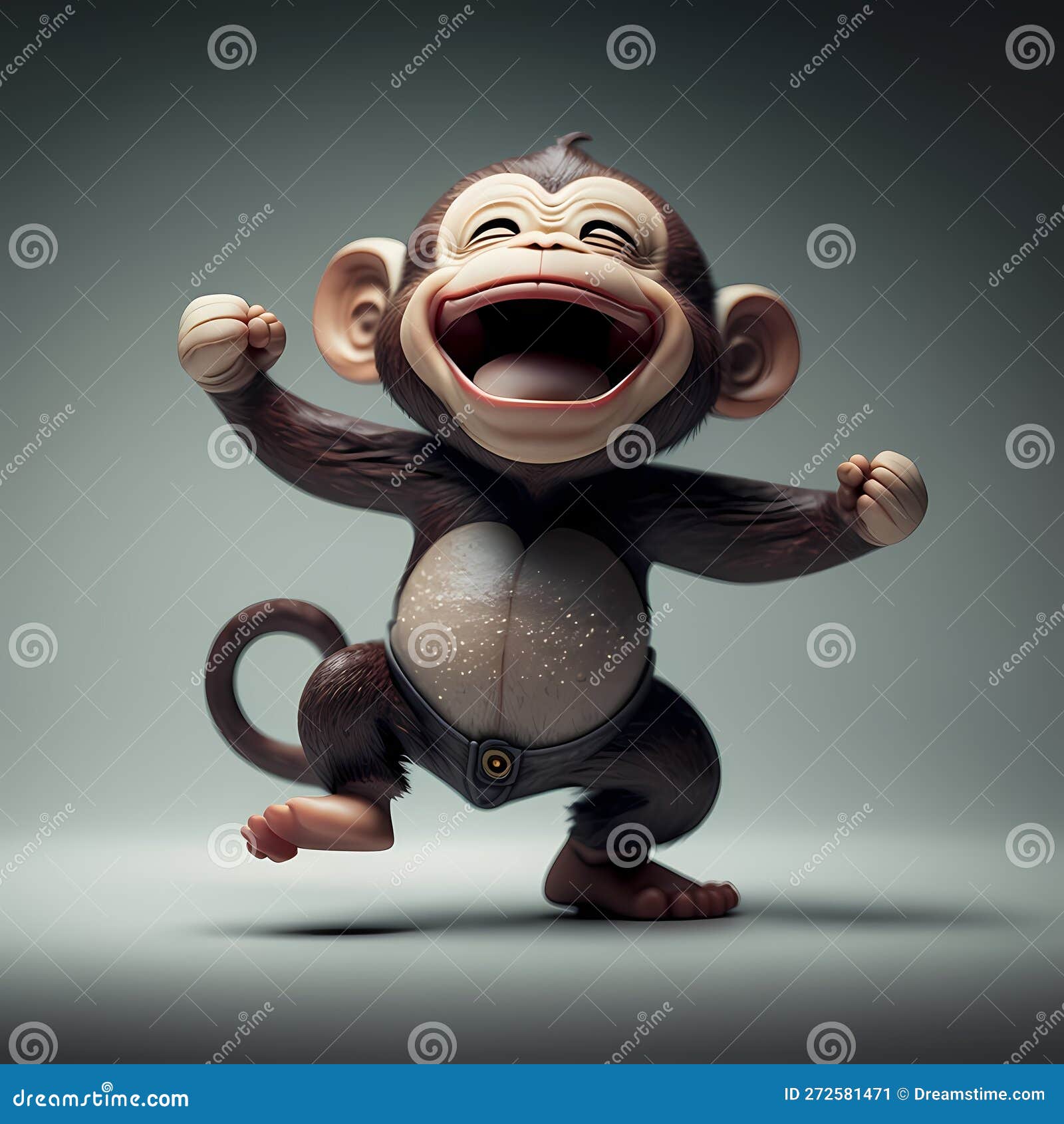Little Monkey Cartoon. Generative AI Stock Illustration - Illustration ...