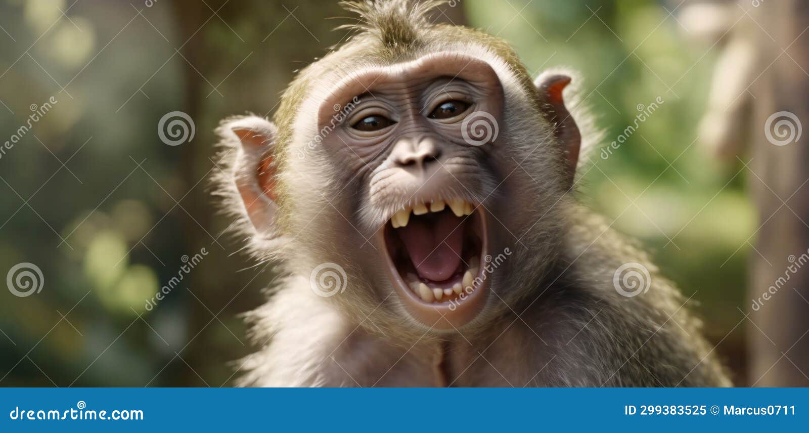A Little Monkey Laughs at the Camera with Mouth Wide Open Stock Image ...