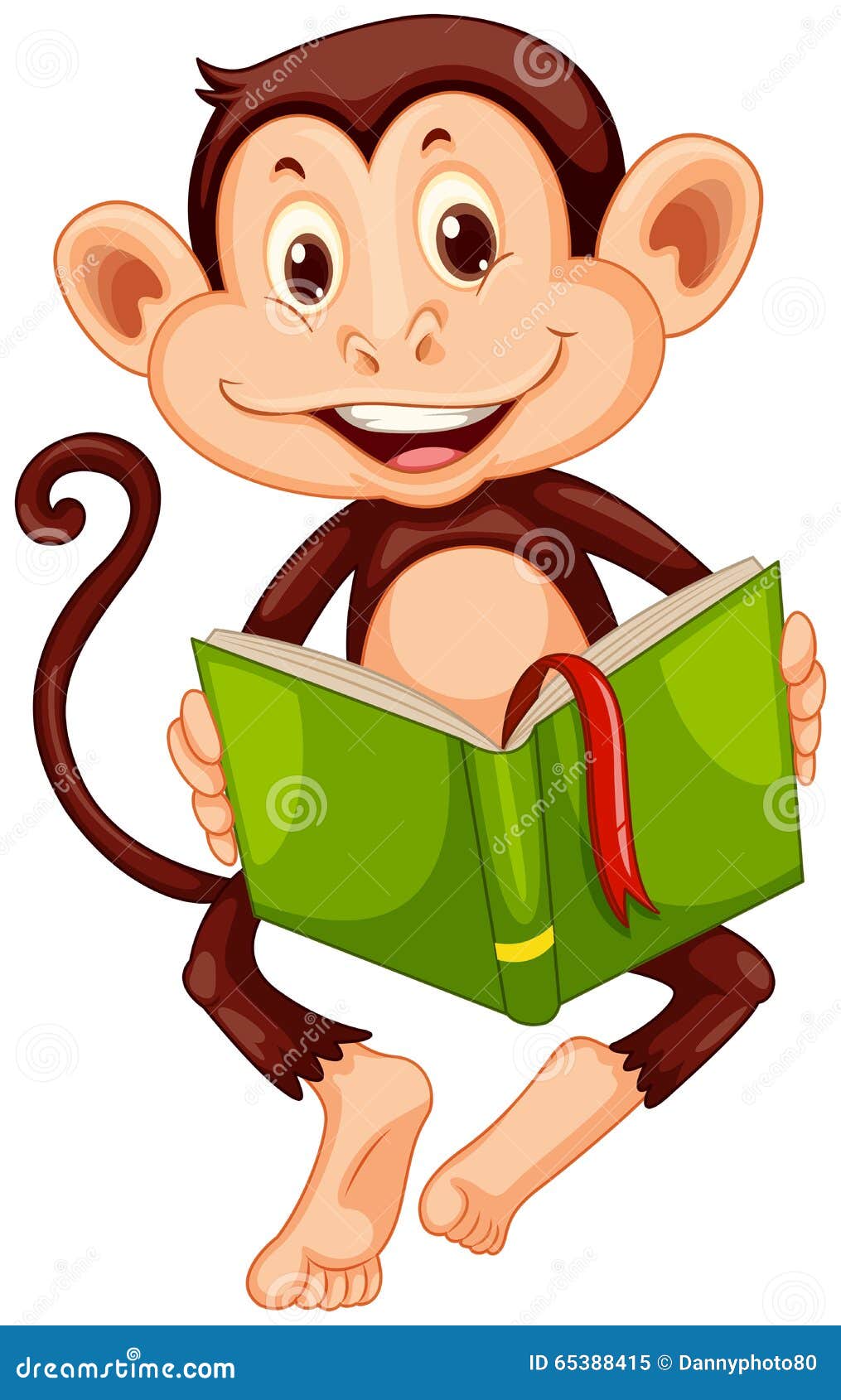Little Monkey Reading A Book Stock Vector - Illustration of clipart ...
