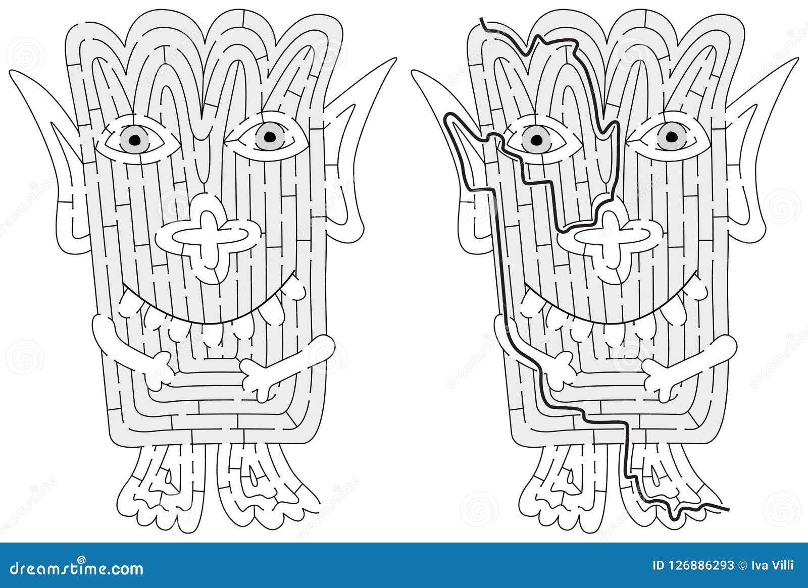 Little monster maze stock vector. Illustration of drawing - 126886293