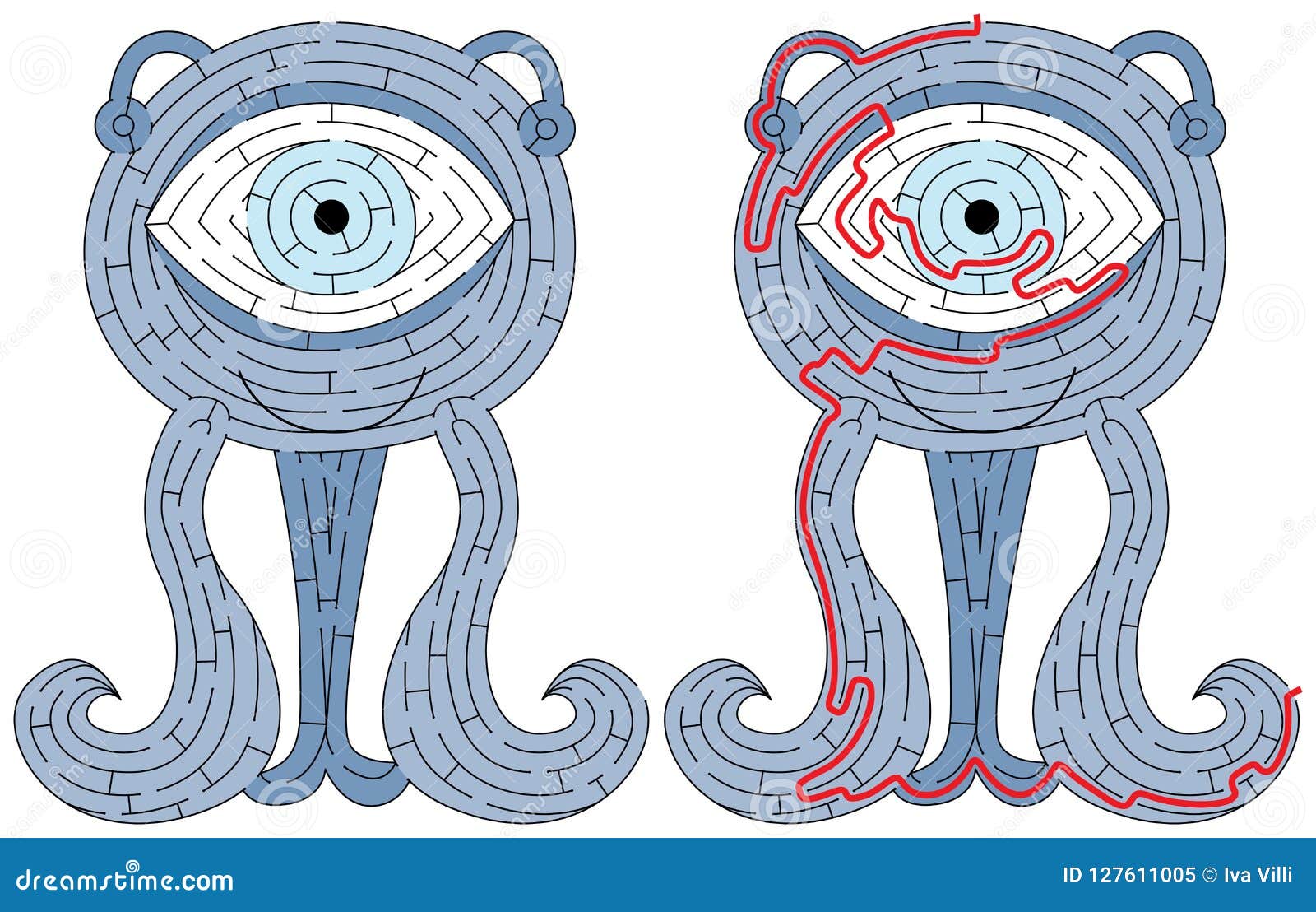 Little monster maze stock vector. Illustration of path - 127611005
