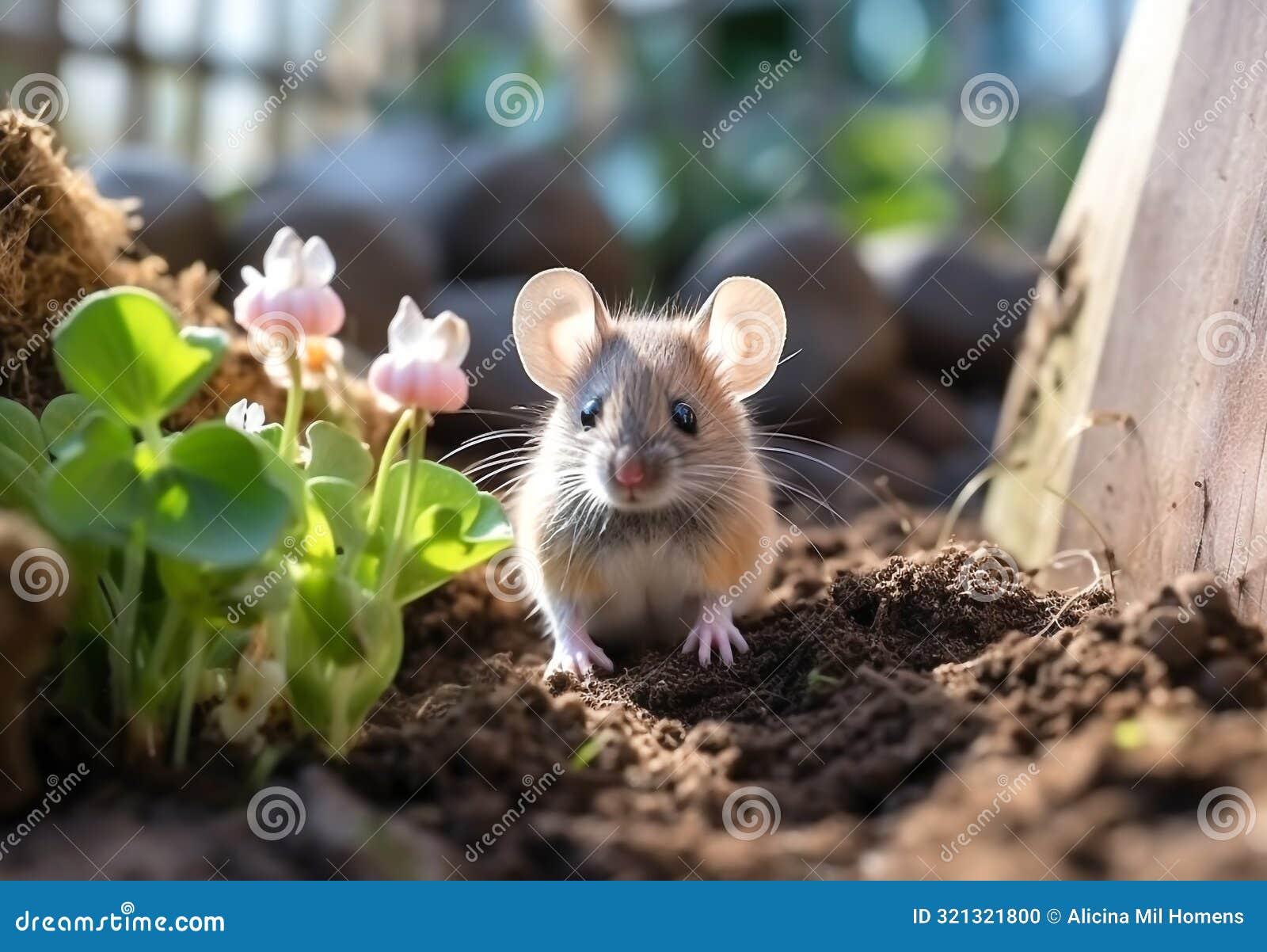 Little Mouse in the Backyard Stock Illustration - Illustration of ...