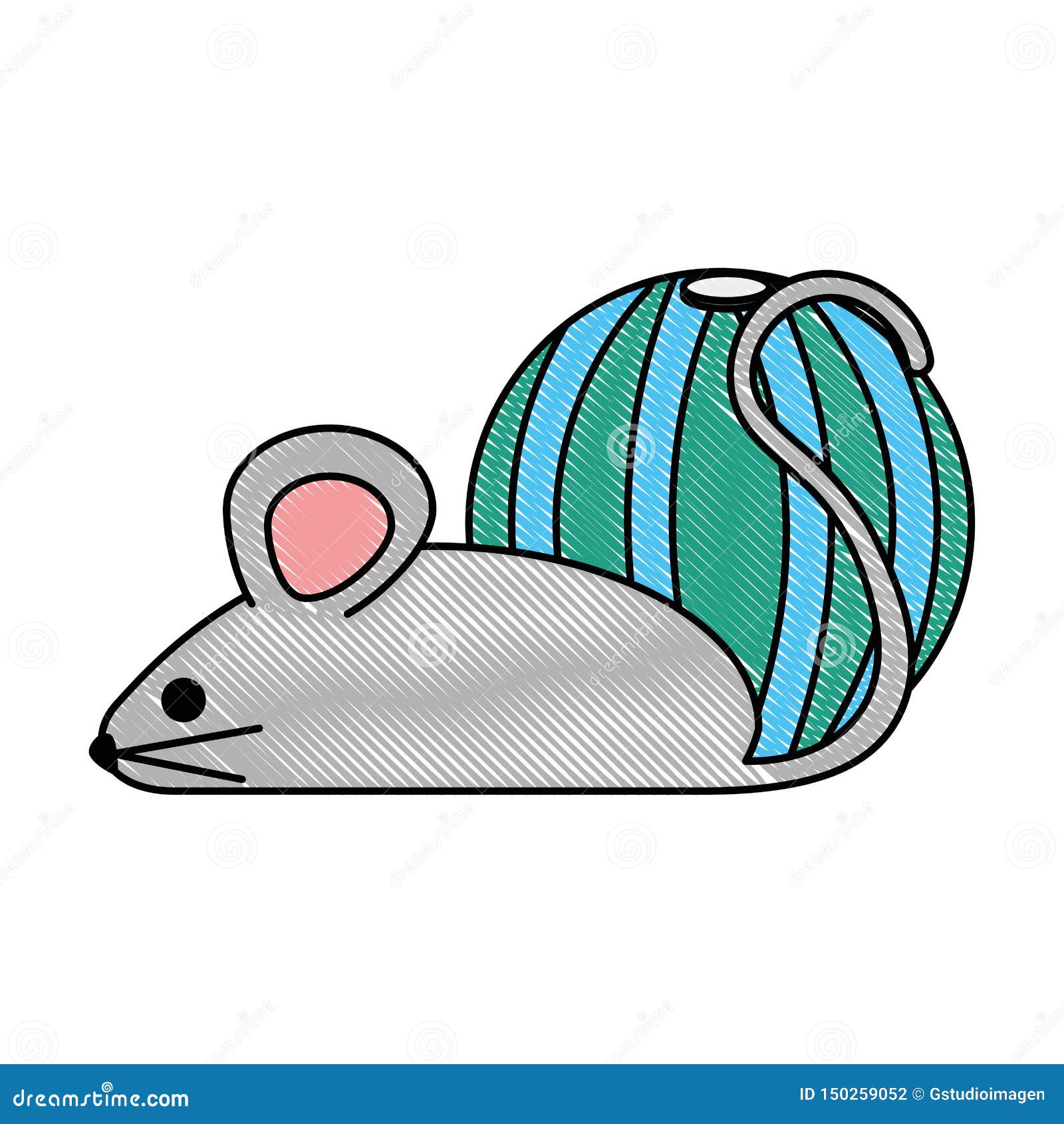 Little mouse with ball stock illustration. Illustration of wild - 150259052