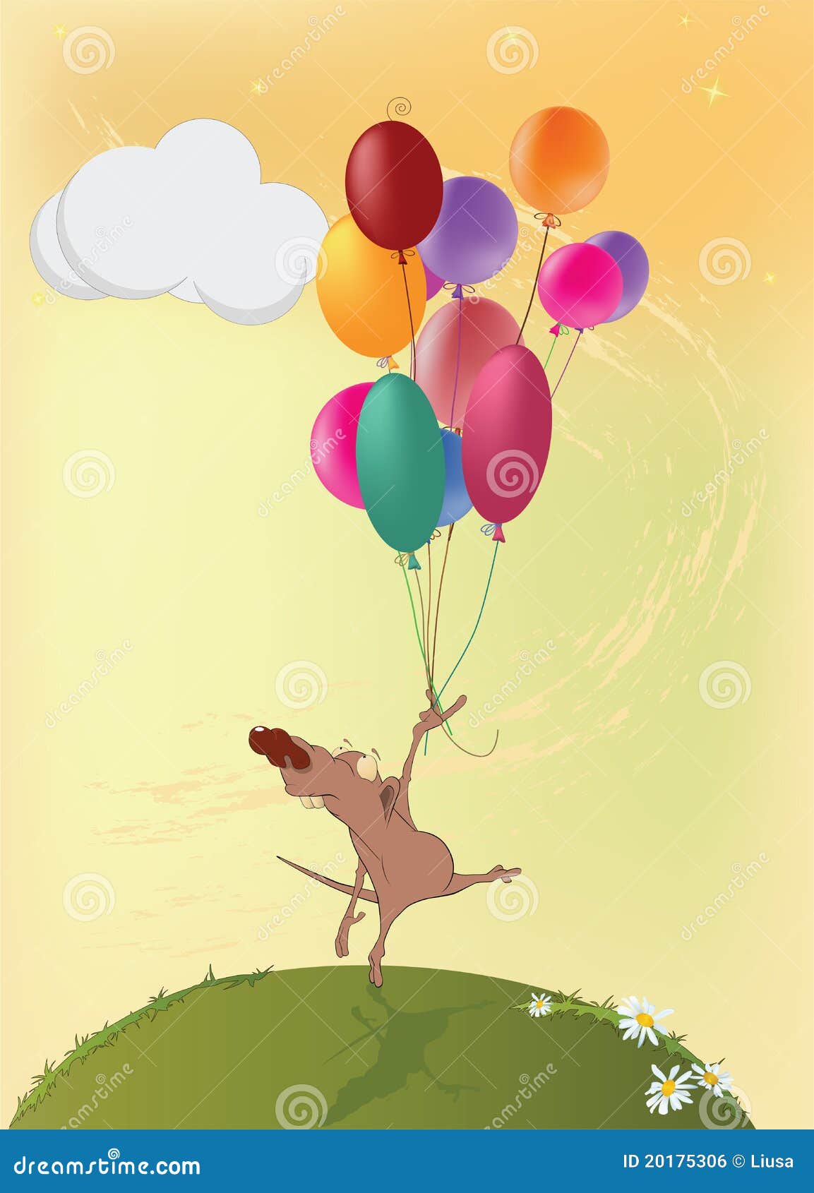 Little Mouse and Balloons. Cartoon Stock Vector - Illustration of ...